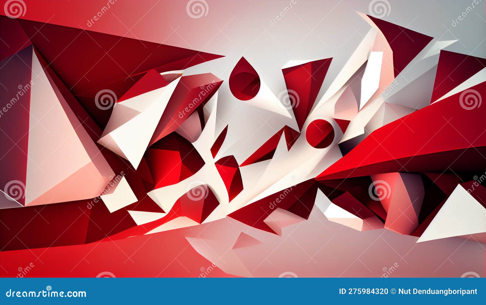 Generative AI, Organic and Geometric Shapes in Red and White Stock ...