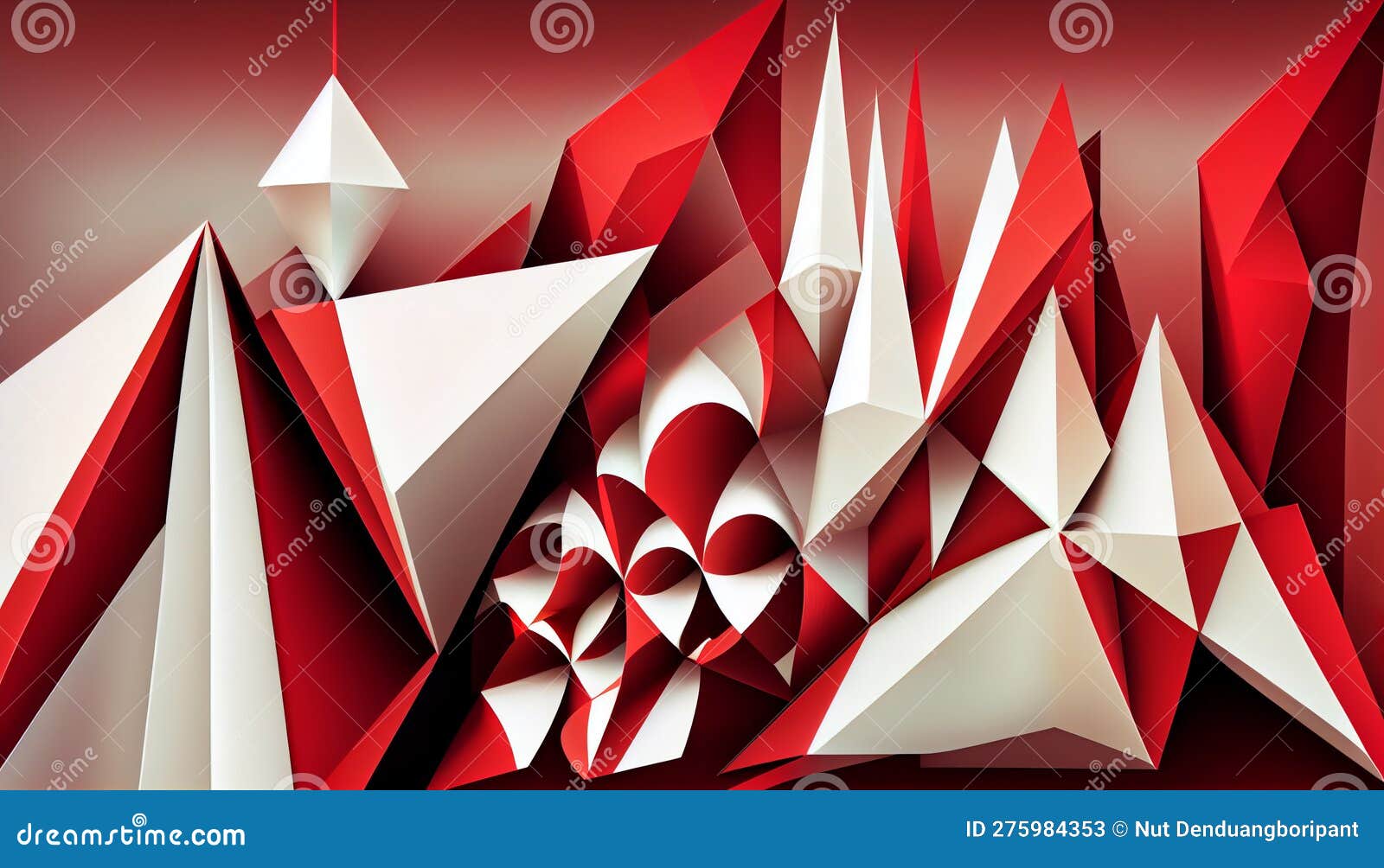 Generative AI, Organic and Geometric Shapes in Red and White Stock ...