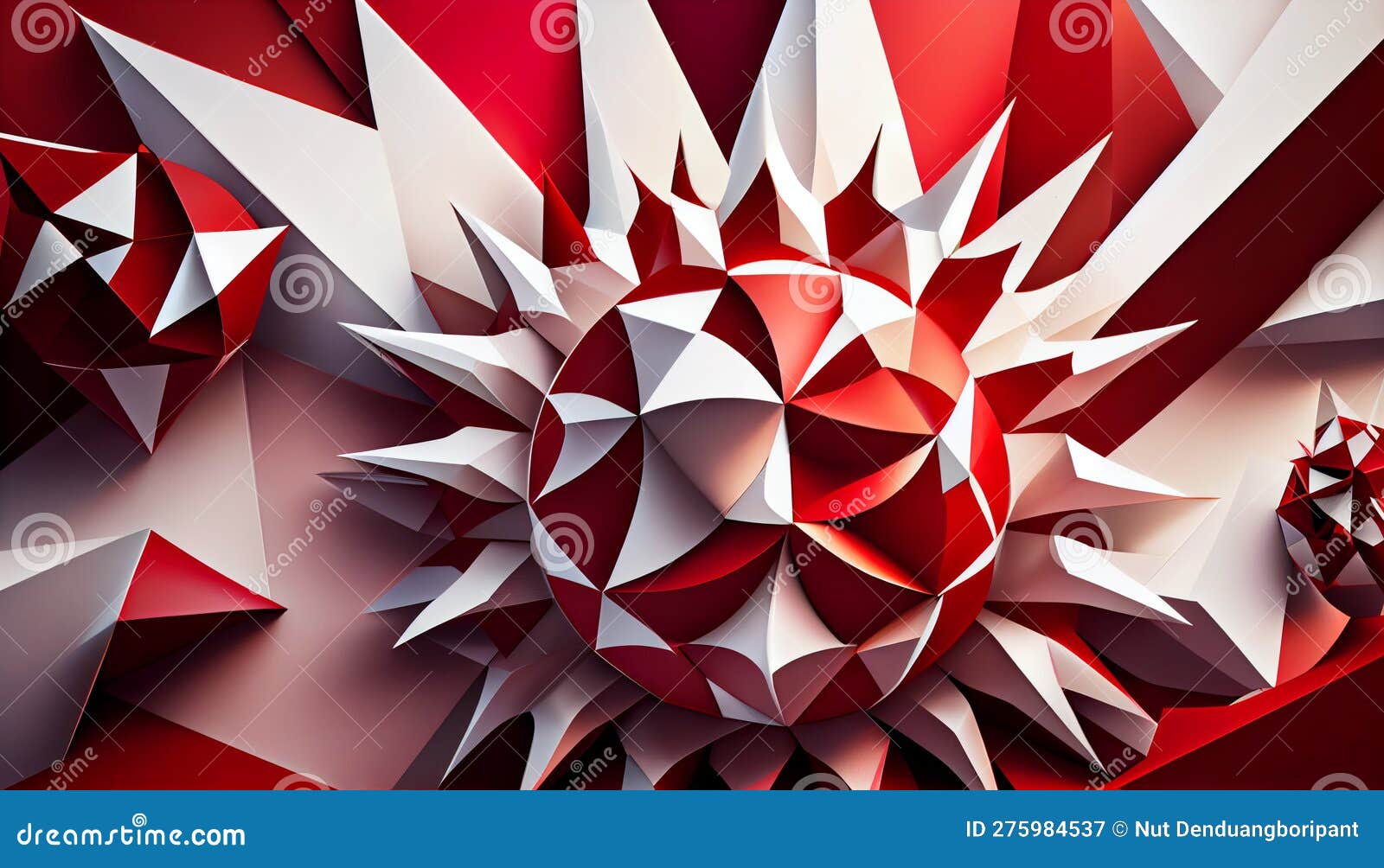 Generative AI, Organic and Geometric Shapes in Red and White Stock ...