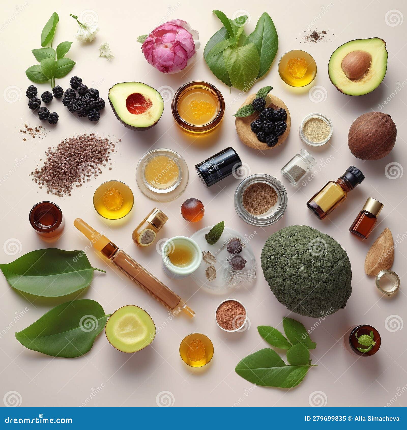 Generative AI. Organic Ingredients for Cosmetics Skin Stock Image ...