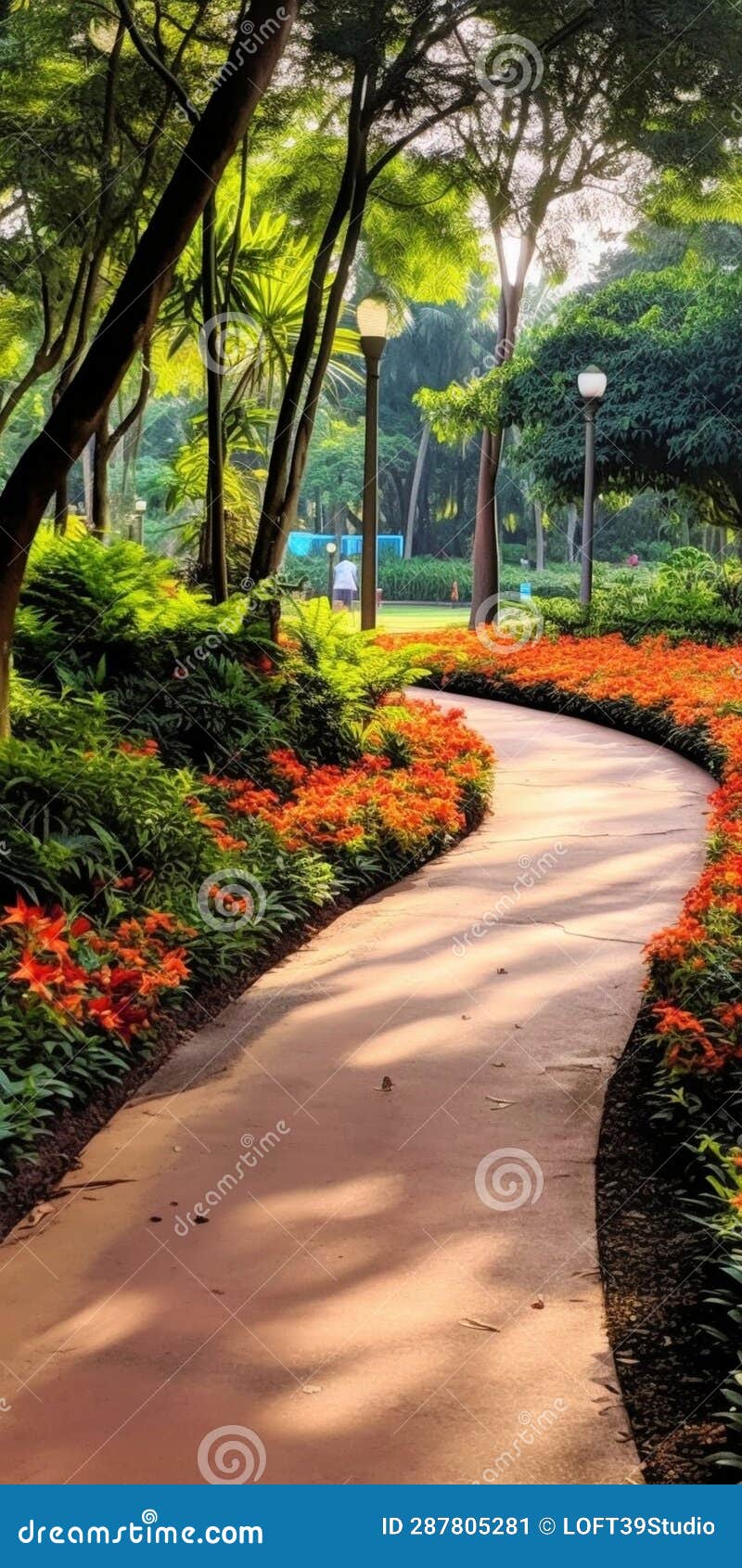 Park_Pathway_1690599430676_1 Stock Illustration - Illustration of lawn ...