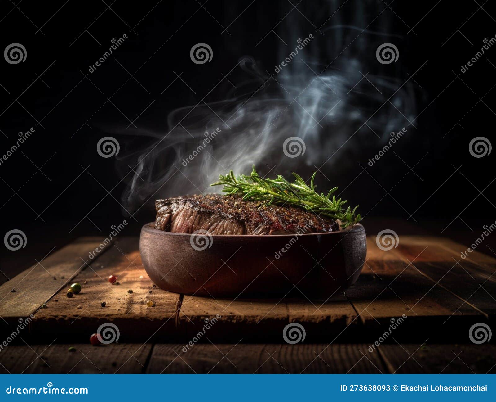 Generative AI. Perfectly Cooked Beef Steak On Rustic Wooden Table ...
