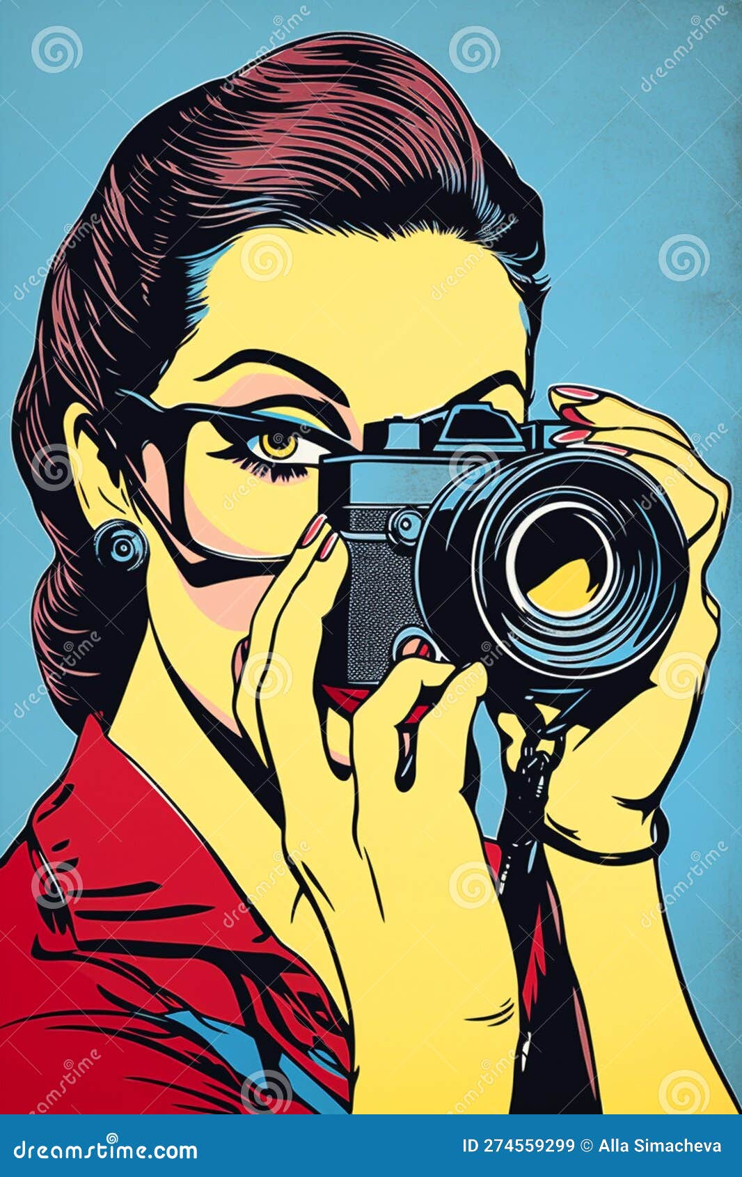 Generative Ai Photographer Pop Art Style Illustration Stock ...