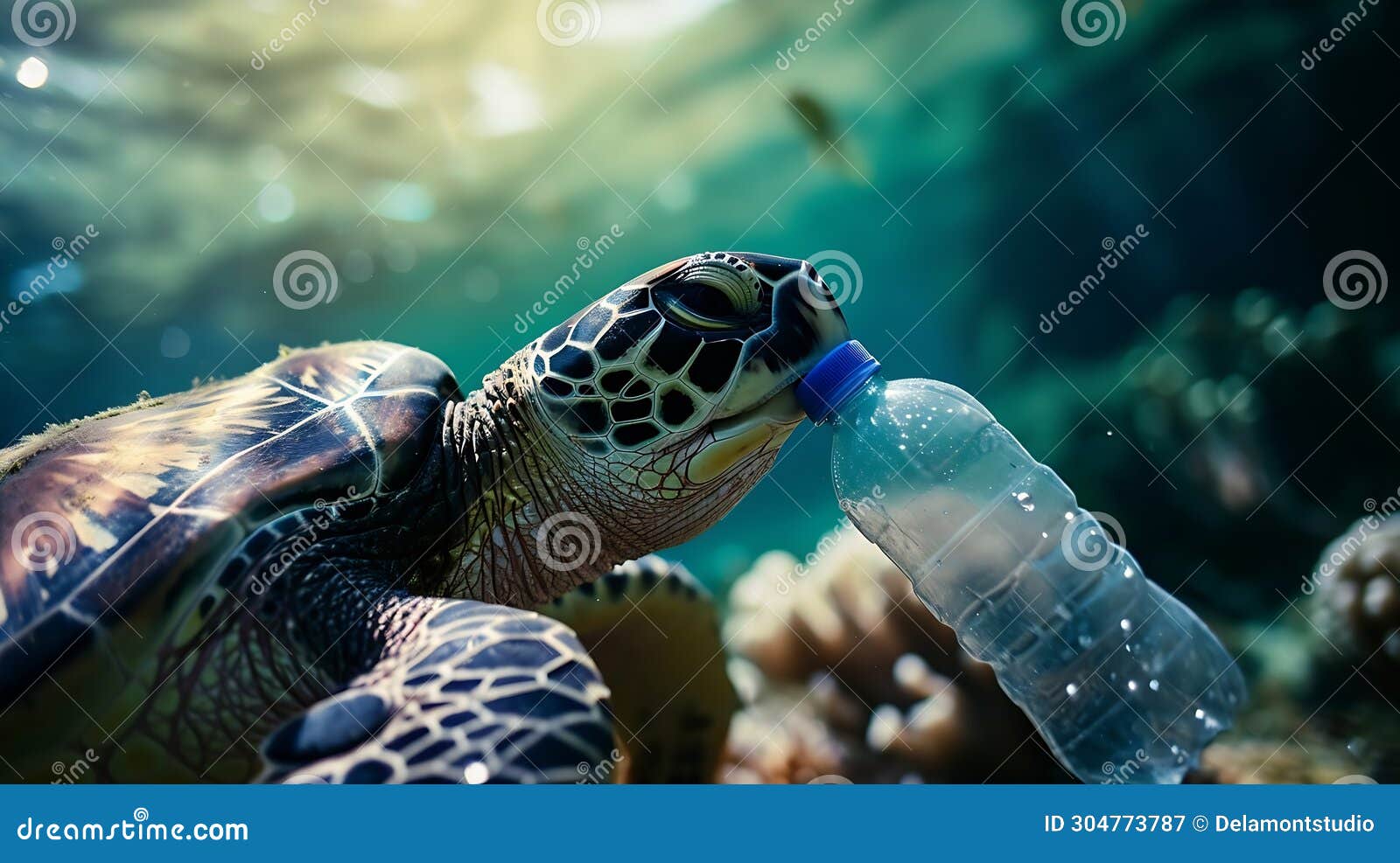 Plastic_pollution_problem_Sea_Turtle_eats_plastic_3 Stock Image - Image ...