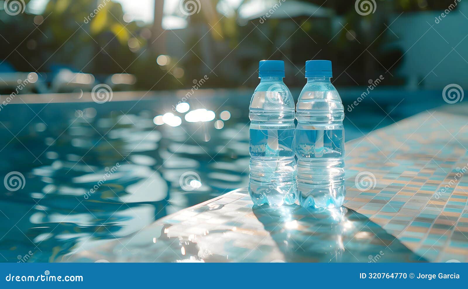 Generative AI. Poolside Refreshment: Sparkling Water in the Sun Stock ...