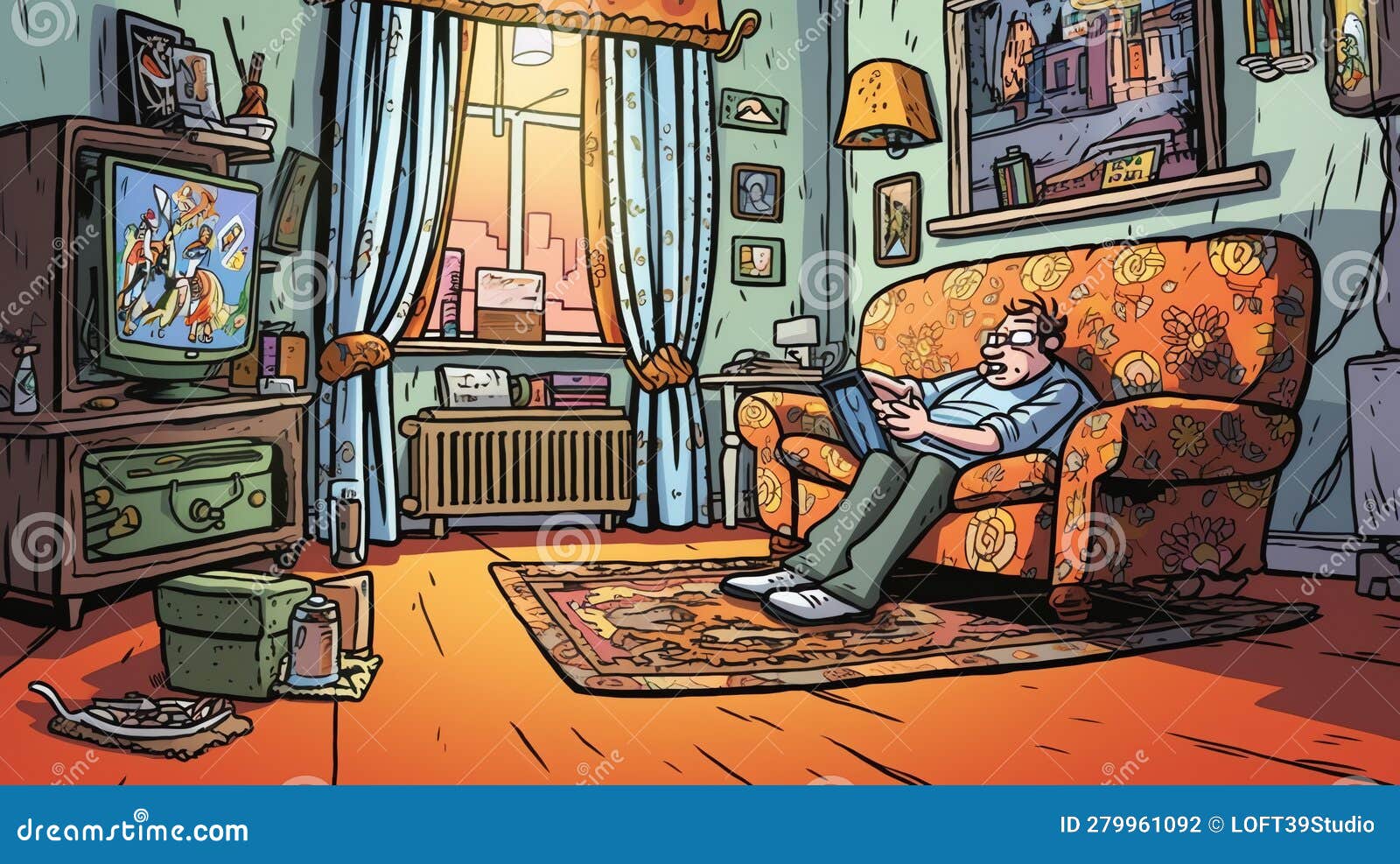 Generative AI Pop Art Lazy Man- Stock Illustration - Illustration of ...