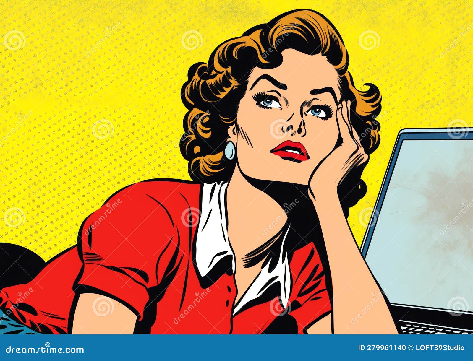 Generative AI Pop Art Woman Operator- Stock Illustration - Illustration ...