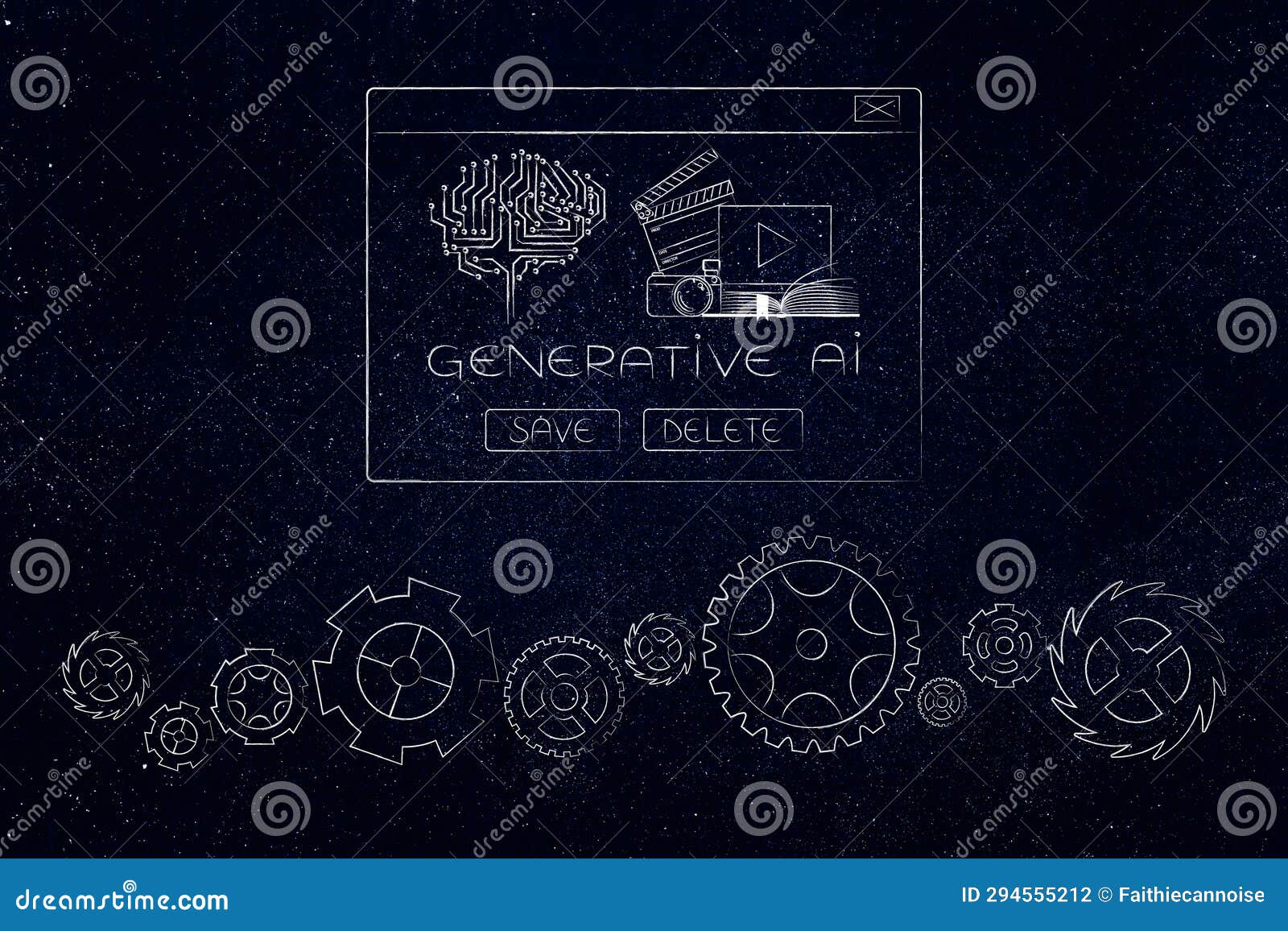 Generative AI Pop-up Message with Gearwheels Underneath, Artificial ...