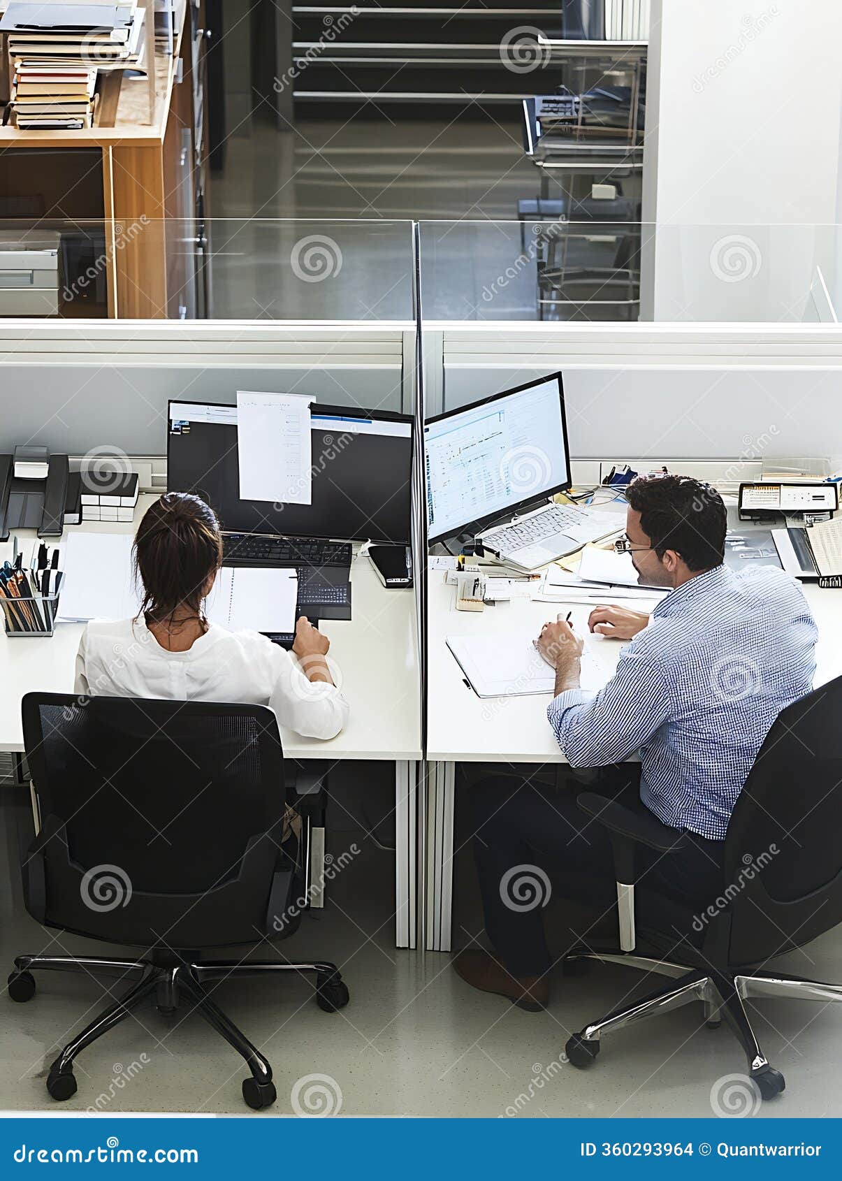 Generative AI Professional Office Workspace with Two Employees ...