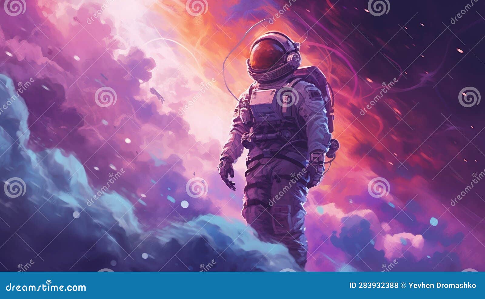 Generative AI, Psychedelic Space Banner Template, Nostalgic 80s, 90s ...