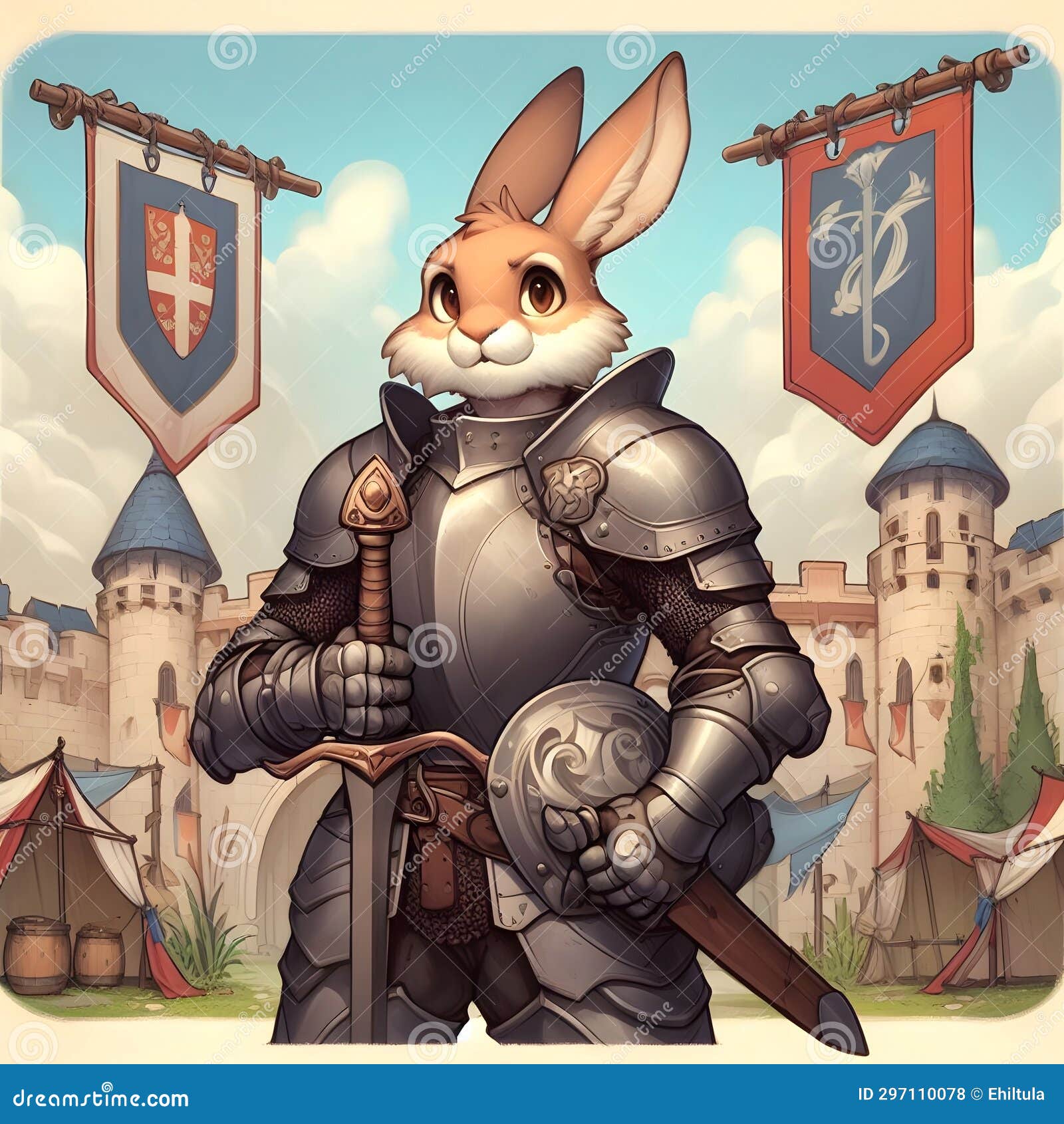 Generative AI Rabbit in Armor Stock Illustration - Illustration of ...