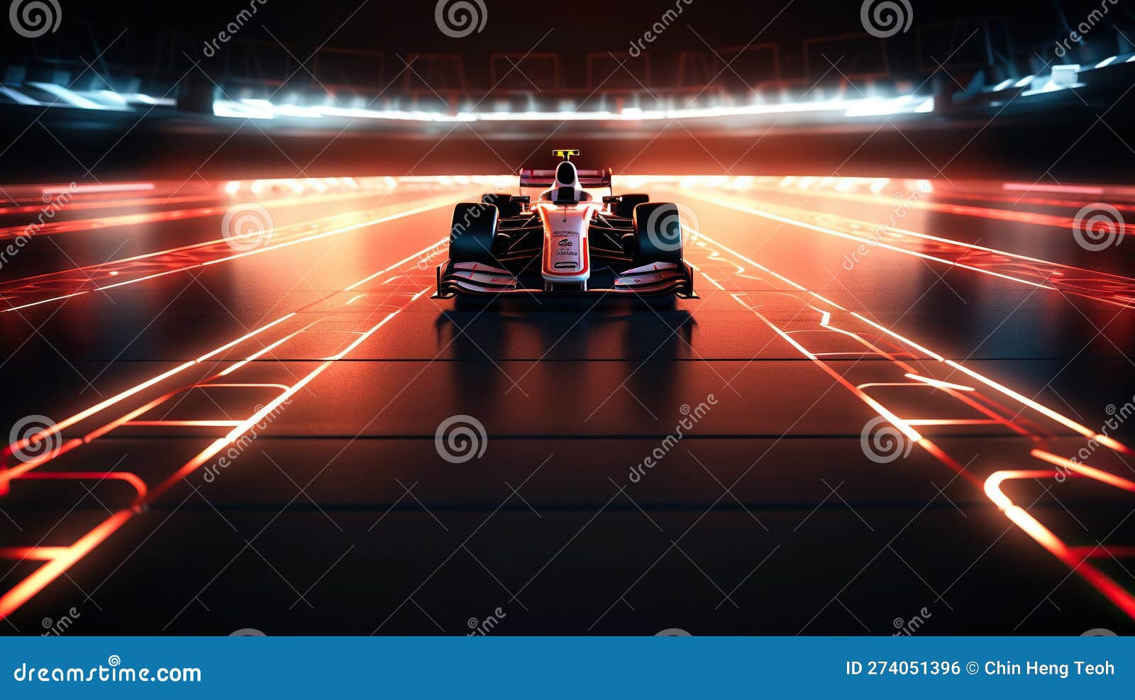 Generative AI Of A Racing Car With Red Lights In The Background Royalty ...
