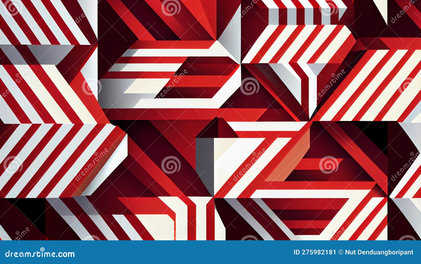 Generative AI, Red and White Geometric Shapes Abstract Pattern Stock ...