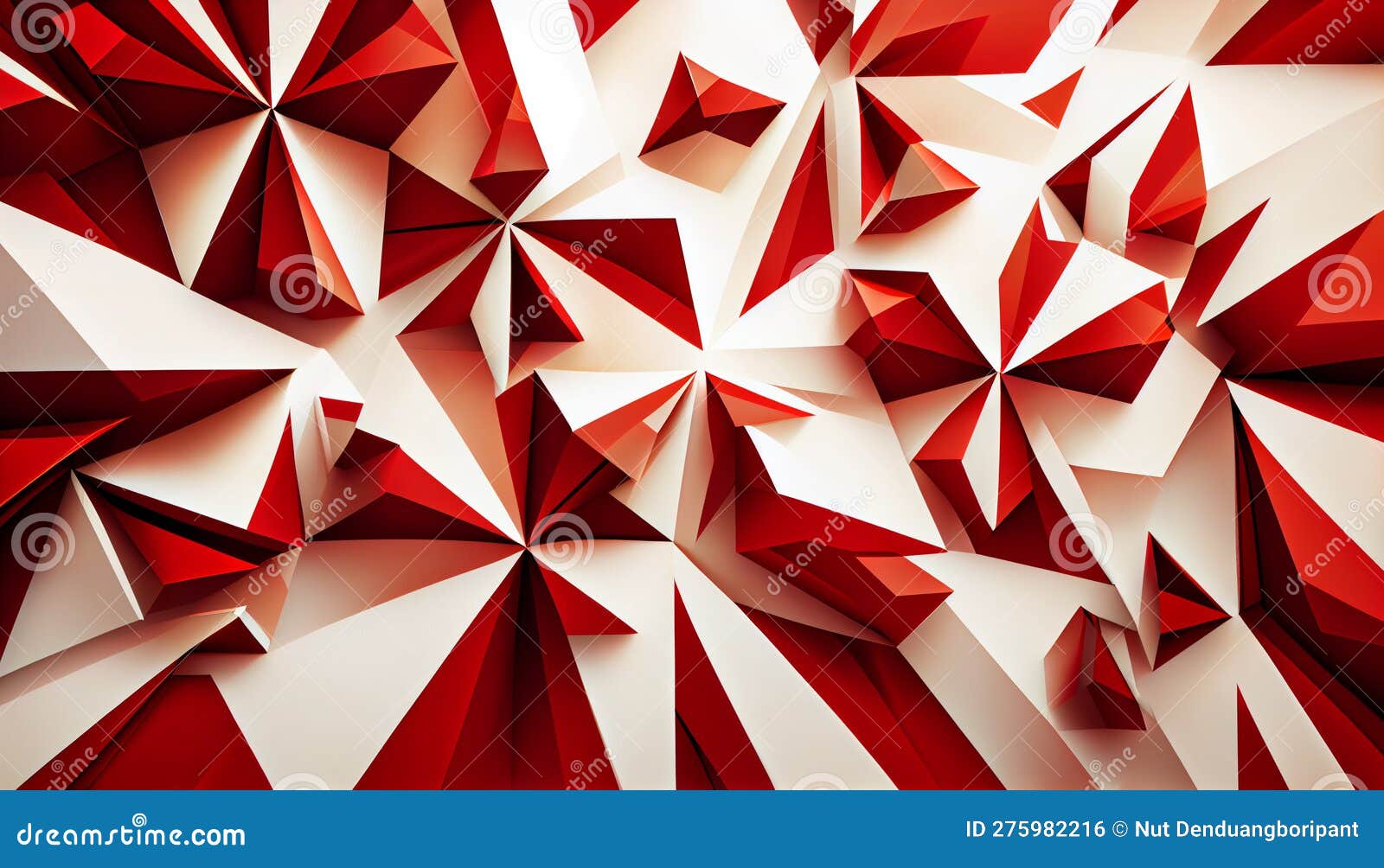 Generative AI, Red and White Geometric Shapes Abstract Pattern Stock ...