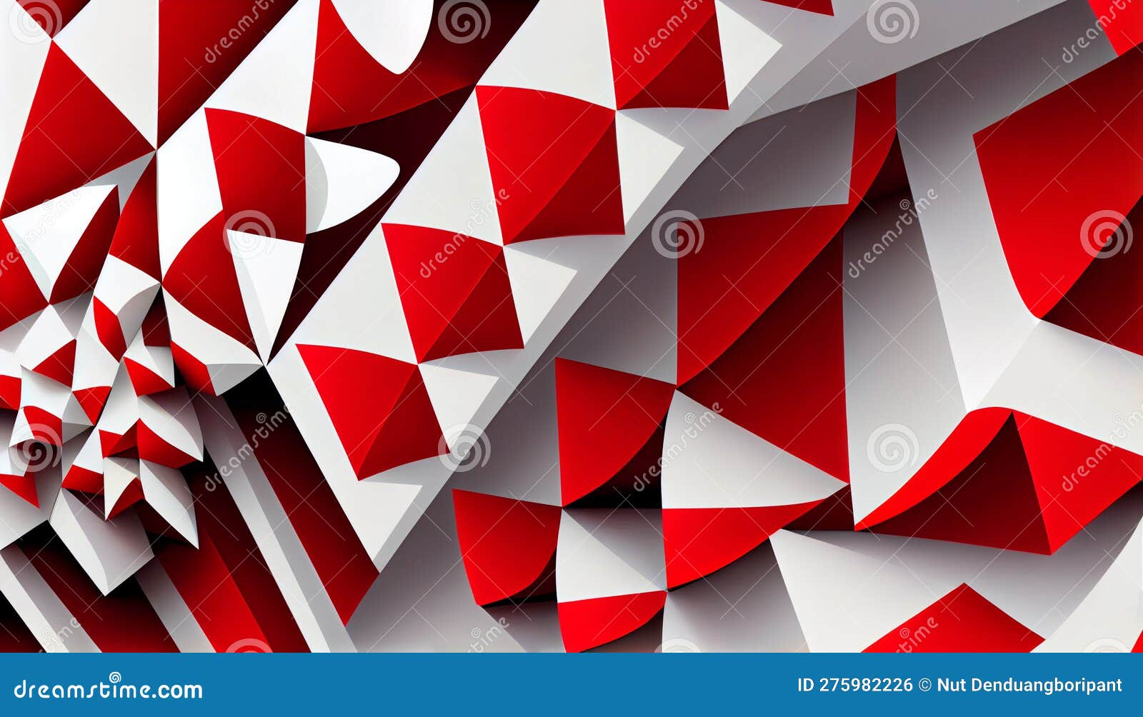 Generative AI, Red and White Geometric Shapes Abstract Pattern Stock ...