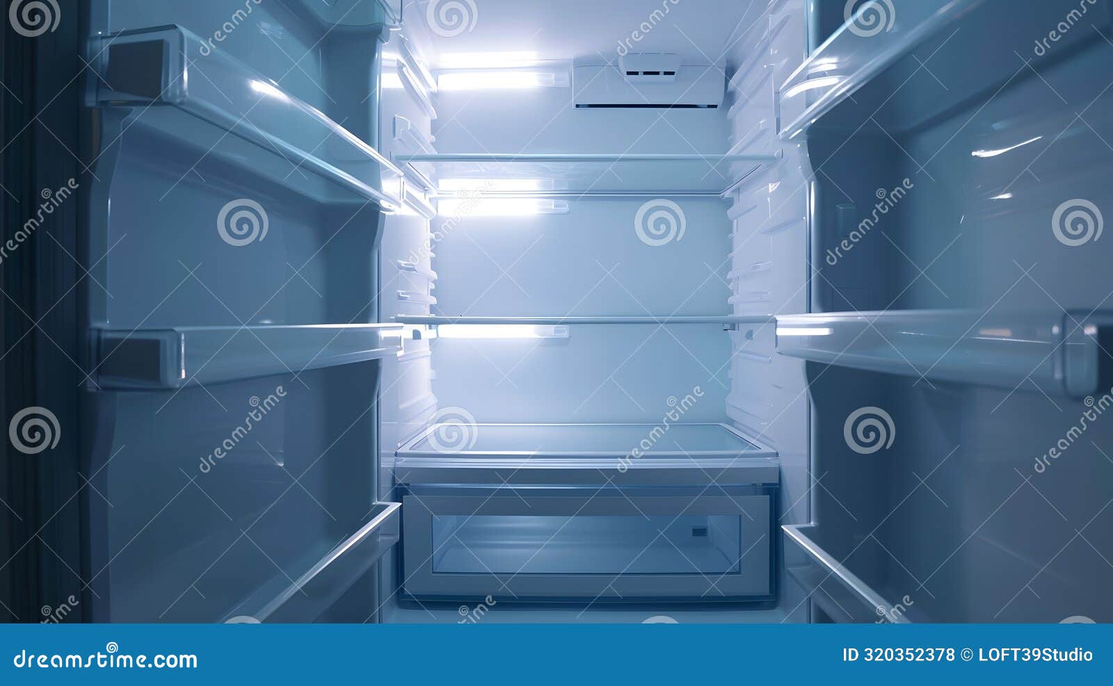 Generative AI Refrigerator Open Empty Fridge Inside Interior Close Up ...