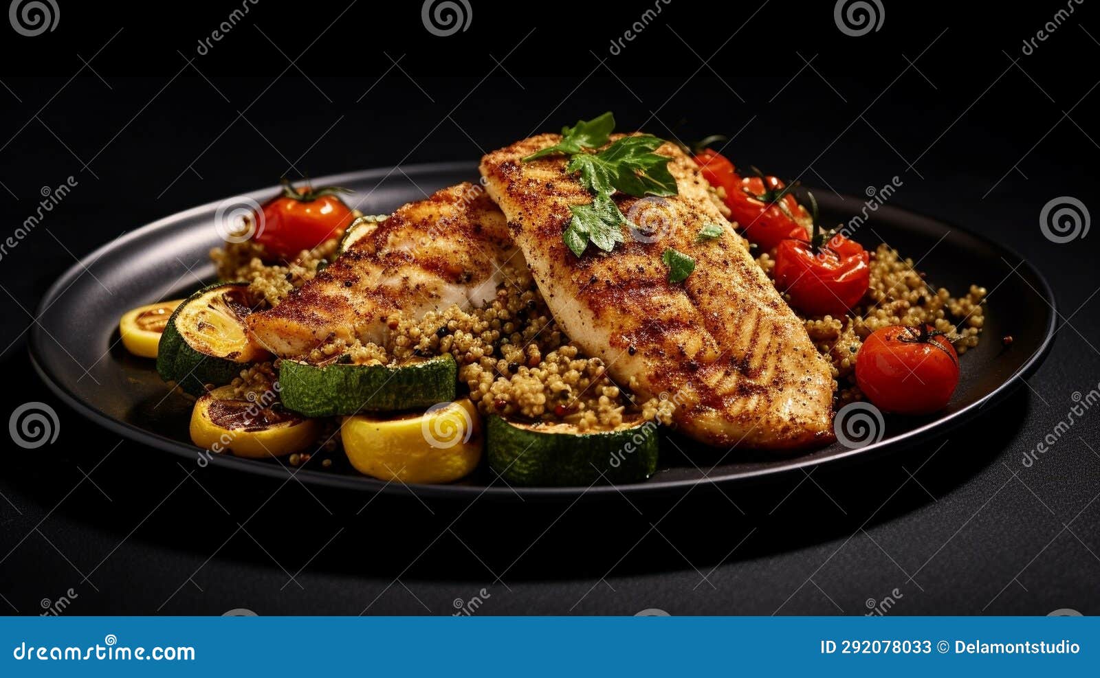 Roasted_pike_perch_or_cod_fish_with_bulgur_1695991362461_2 Stock ...