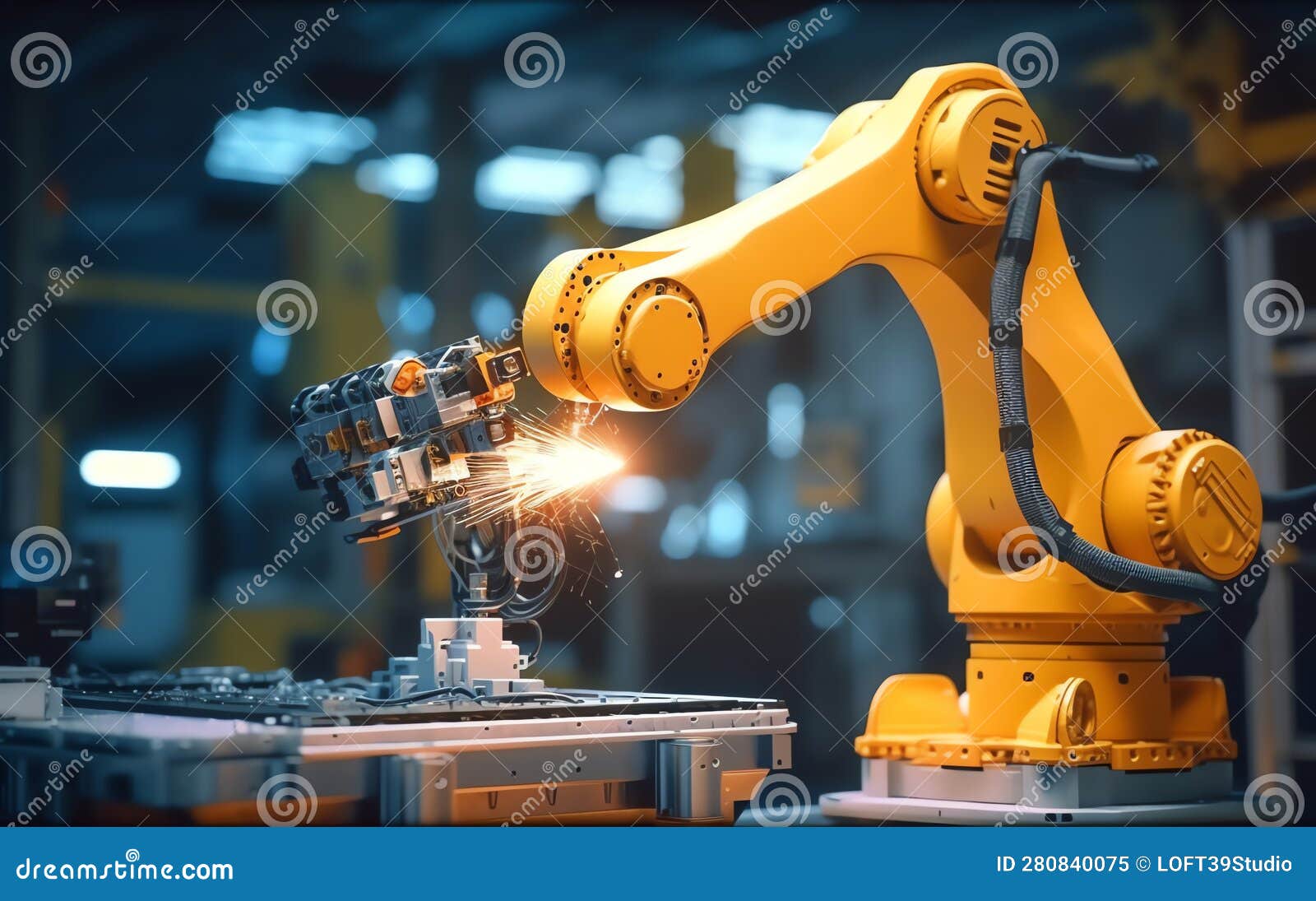 3641_Robot_arm_Engine_1 stock illustration. Illustration of welding ...