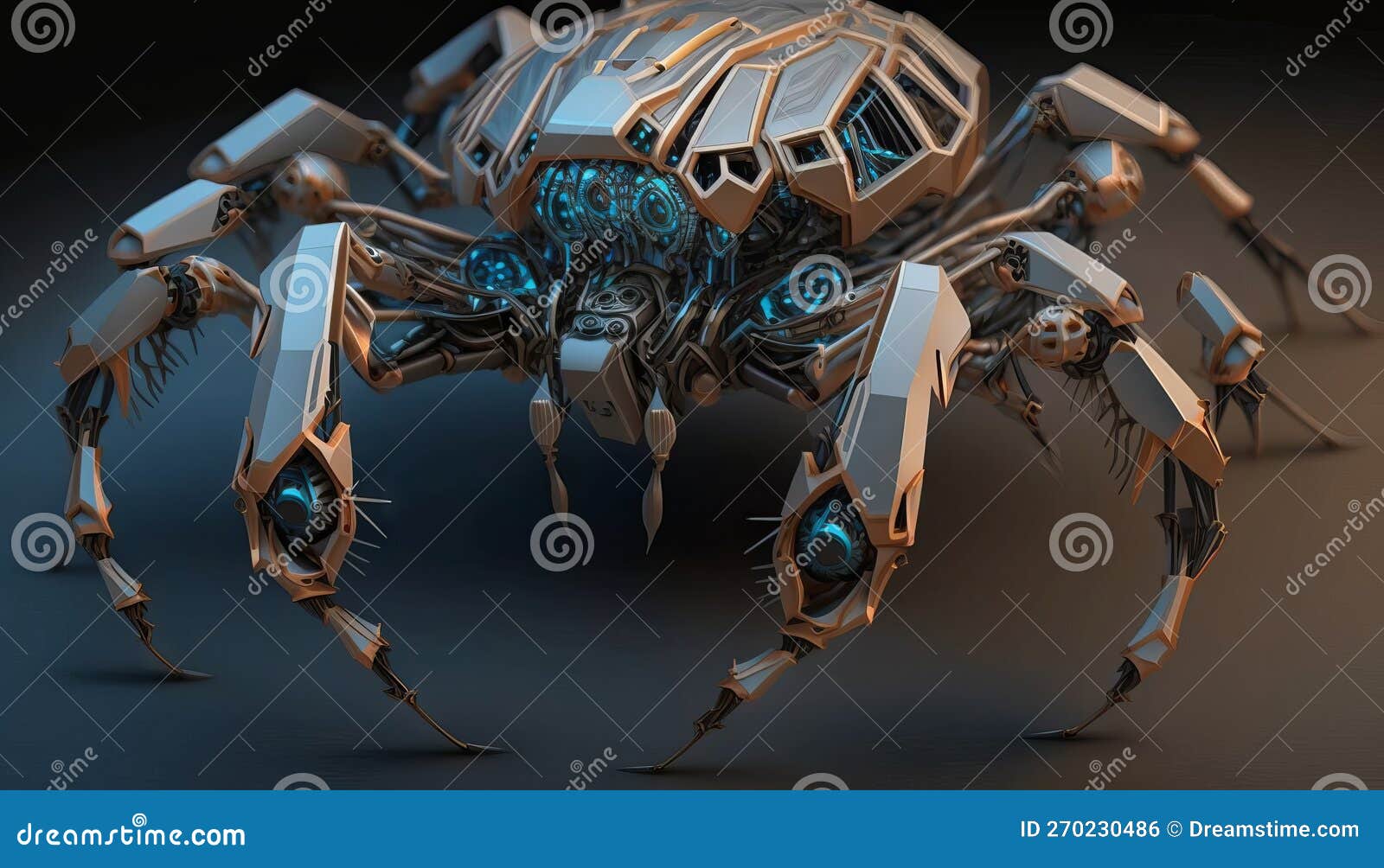 Generative AI of a Robot in a Dark Space with Glowing Lights Stock ...