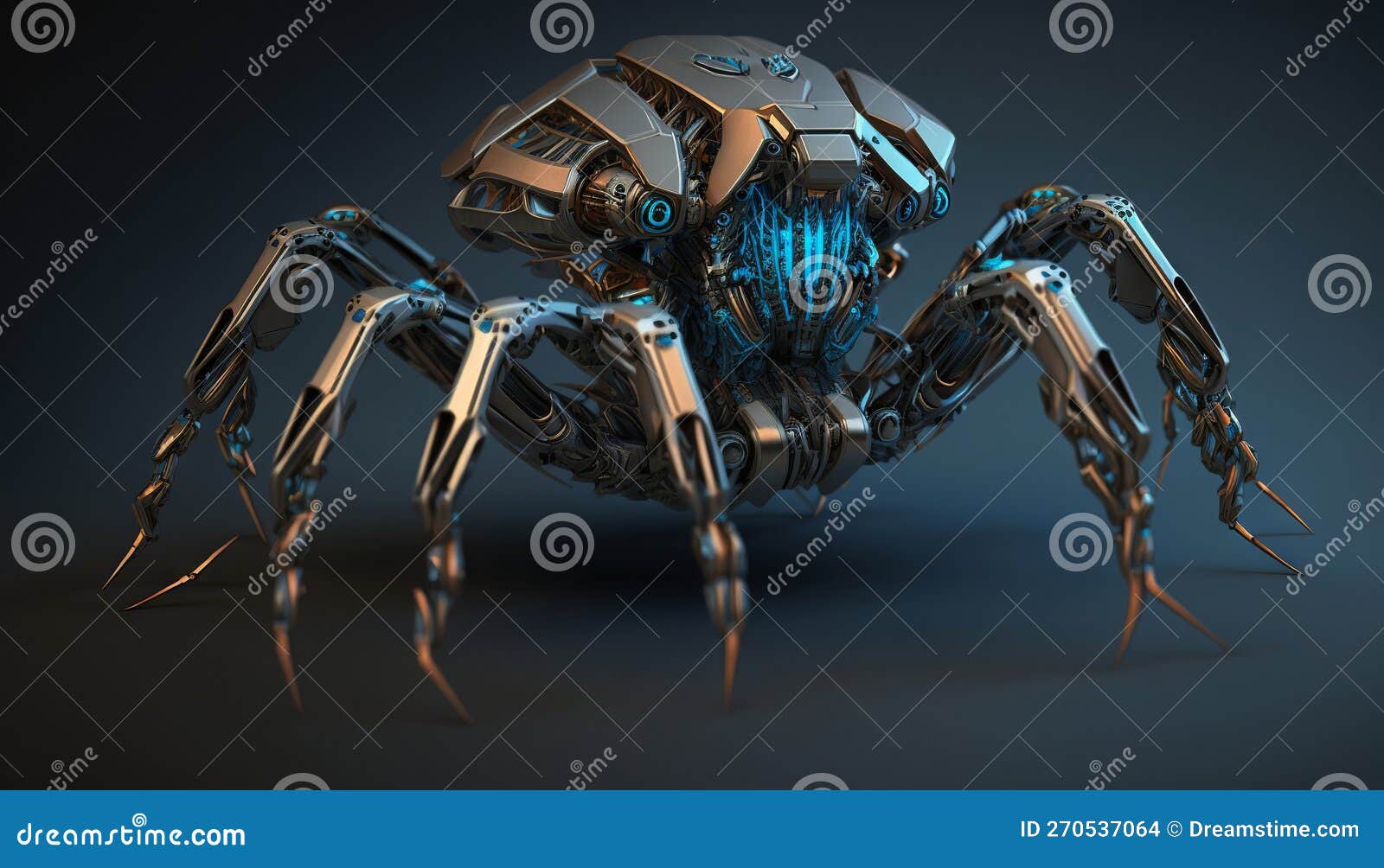 Generative AI of a Robot Spider Isolated on Black Background Stock ...
