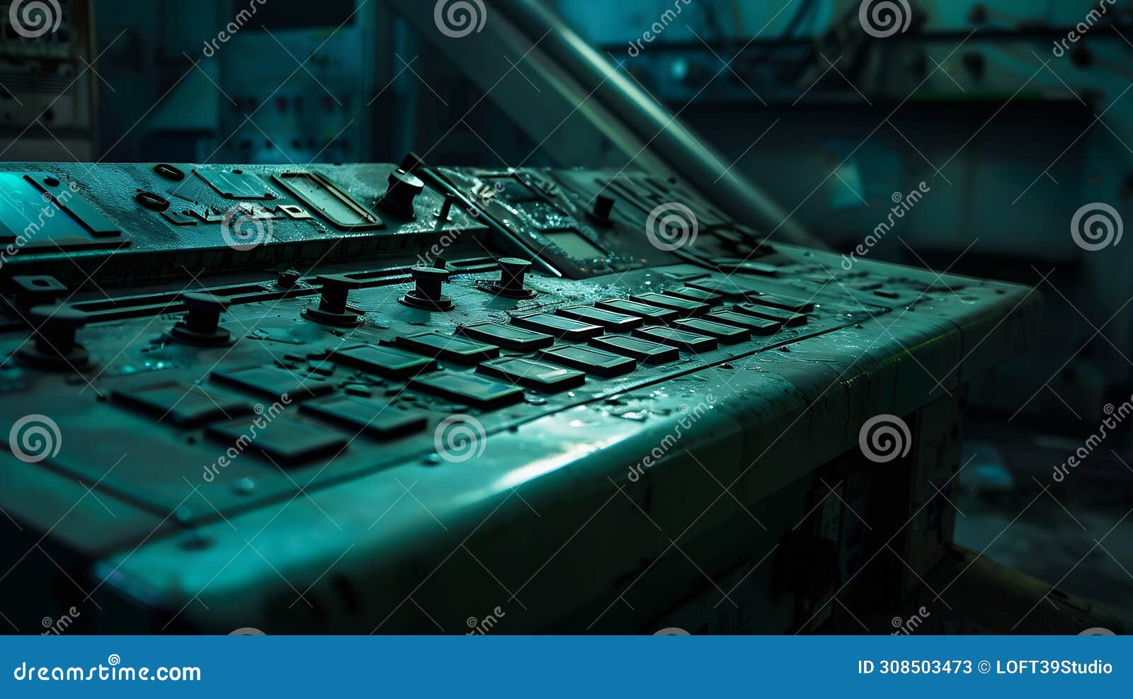 Generative AI a Room with a Control Panel of an Abandoned Factory ...