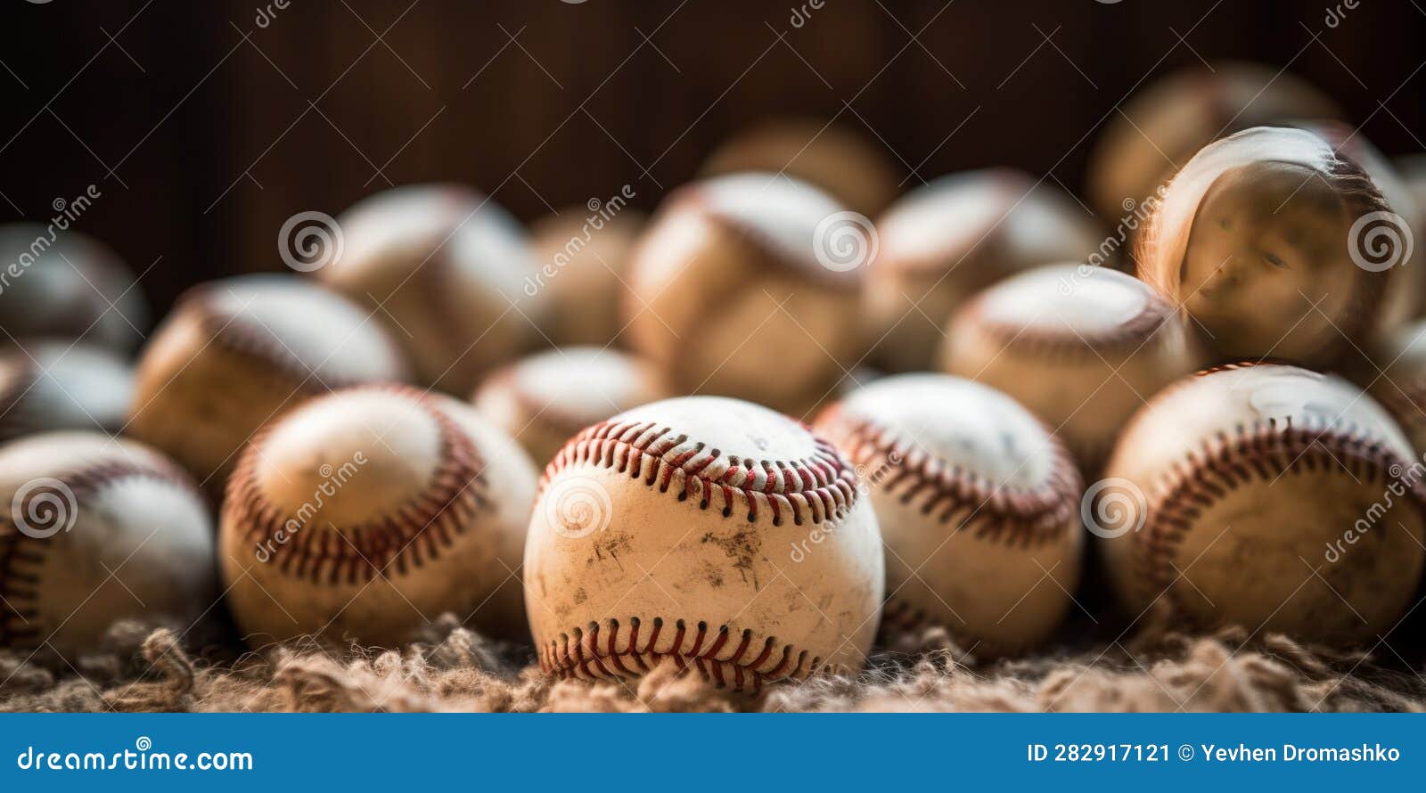 Generative AI, Rough and Rugged Texture of Old Baseball Balls Close Up ...