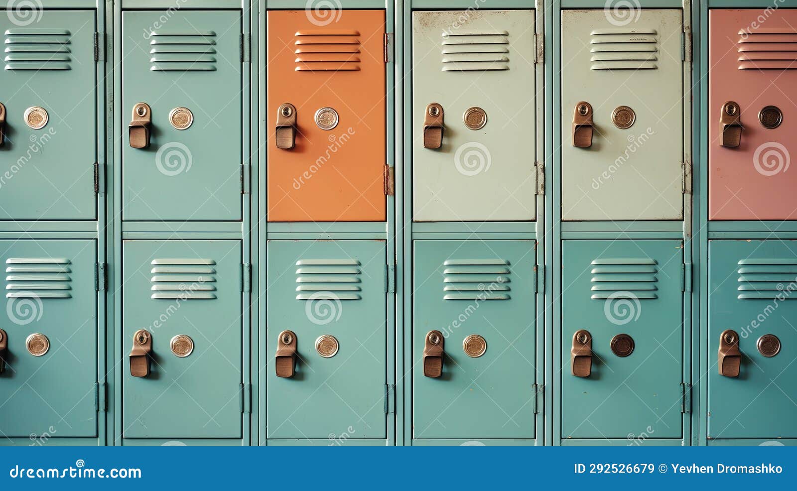 Generative AI, Row of High School Lockers in the Hallway Stock Image ...
