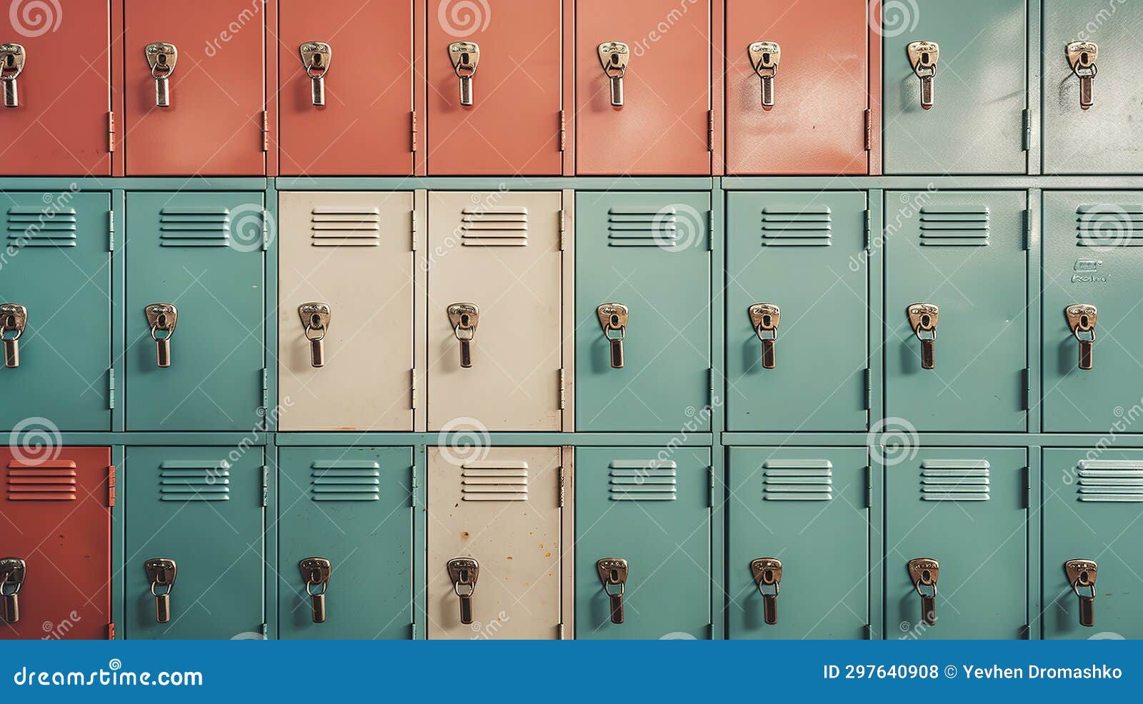 Generative AI, Row of High School Lockers in the Hallway Stock ...
