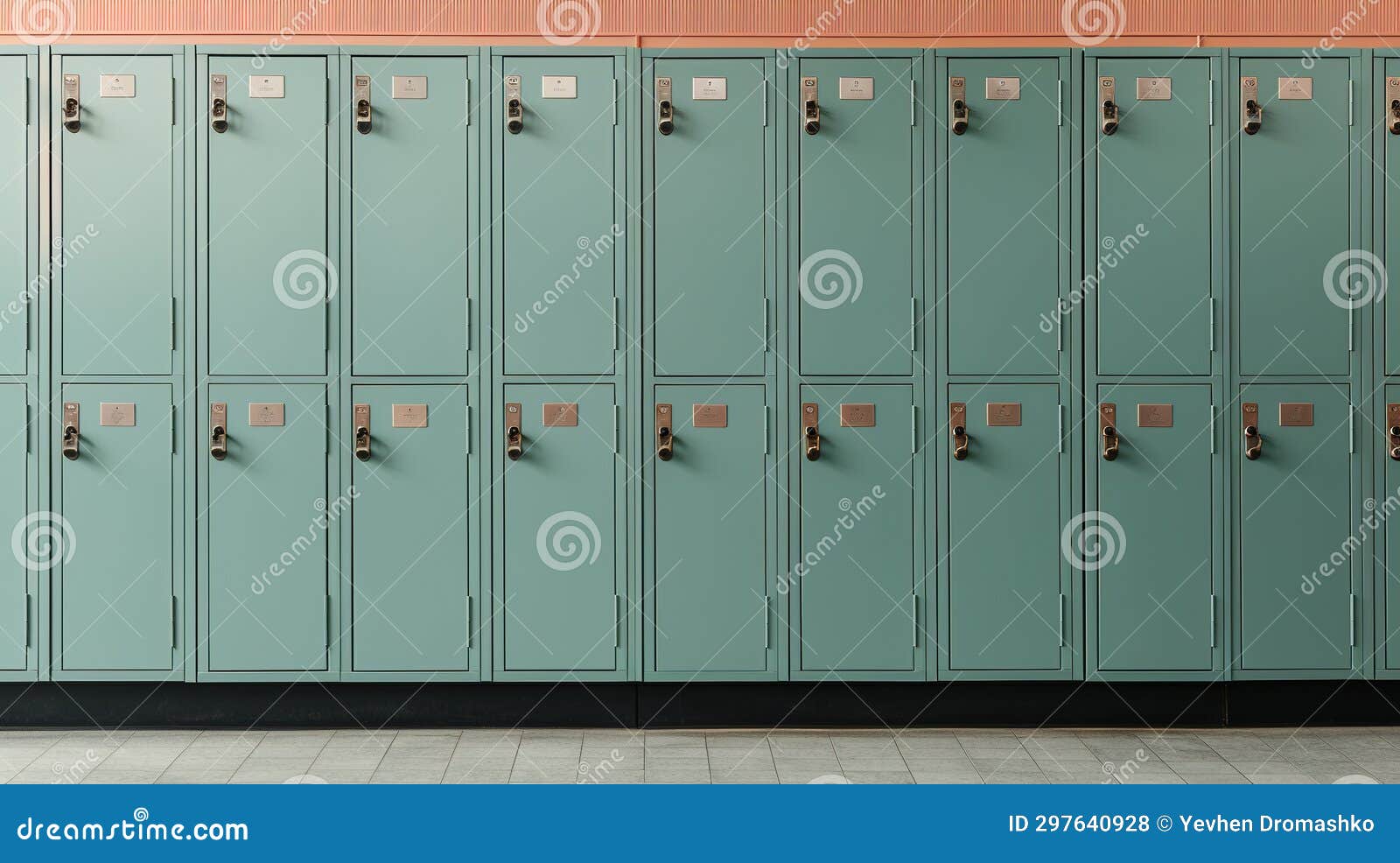 Generative AI, Row of High School Lockers in the Hallway Stock ...