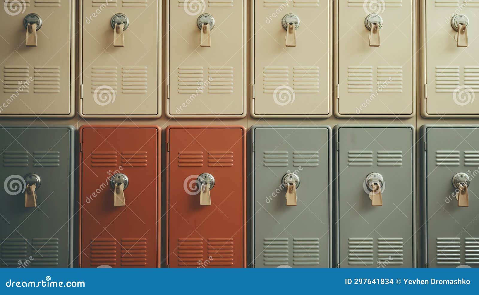 Generative AI, Row of High School Lockers in the Hallway Stock ...