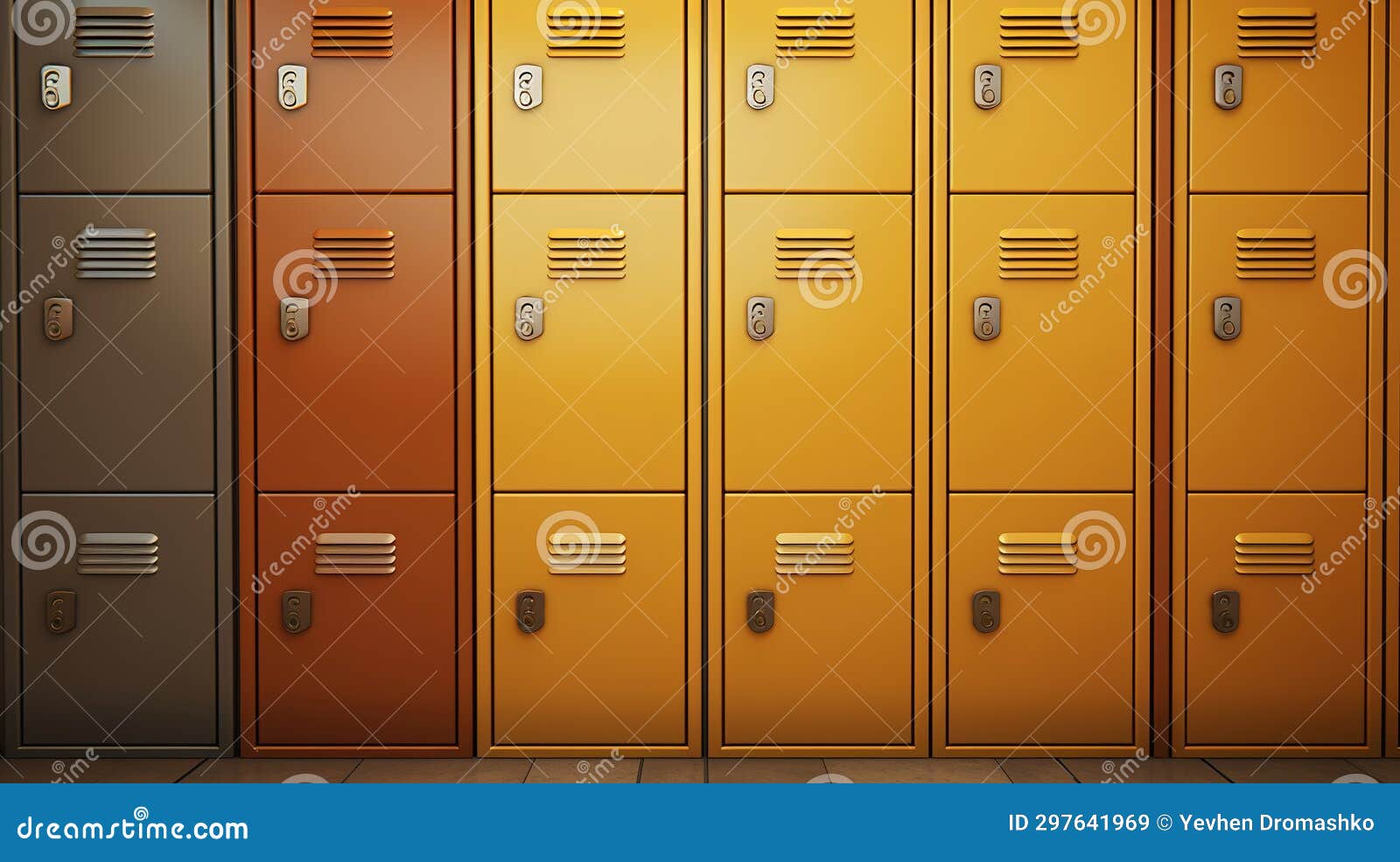 Generative AI, Row of High School Lockers in the Hallway Stock ...