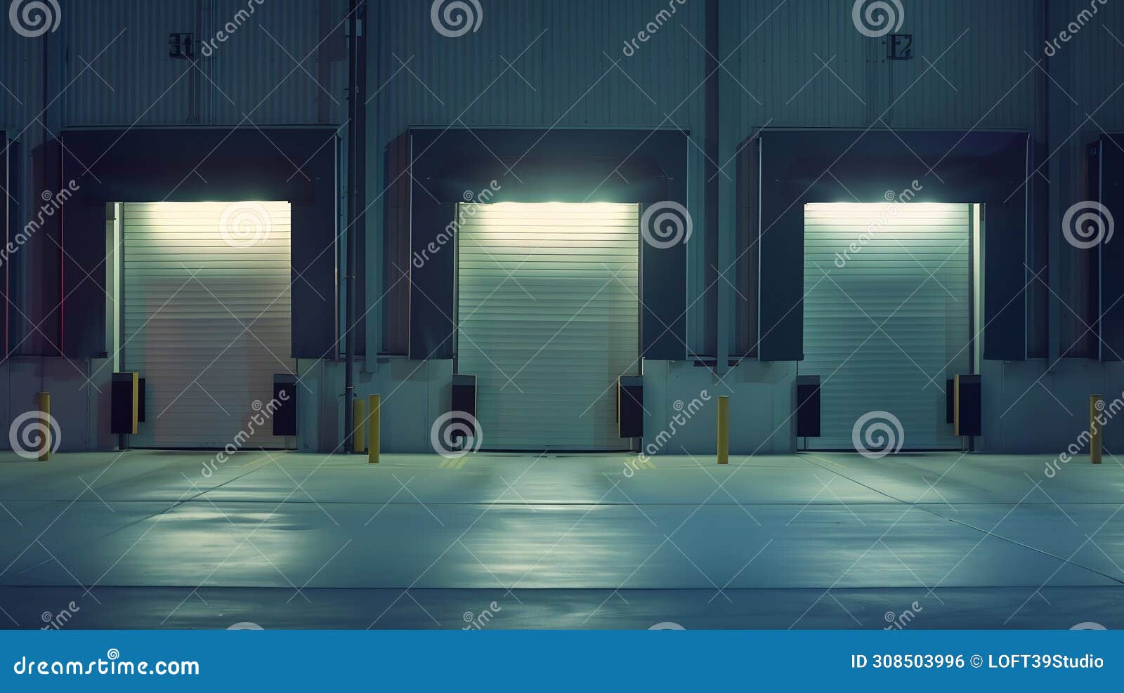 Generative AI Row of Loading Docks with Shutter Doors at a Warehouse ...