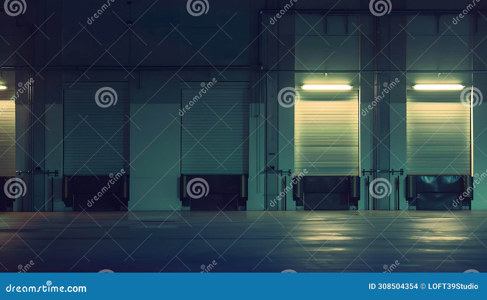 Generative AI Row of Loading Docks with Shutter Doors at a Warehouse ...