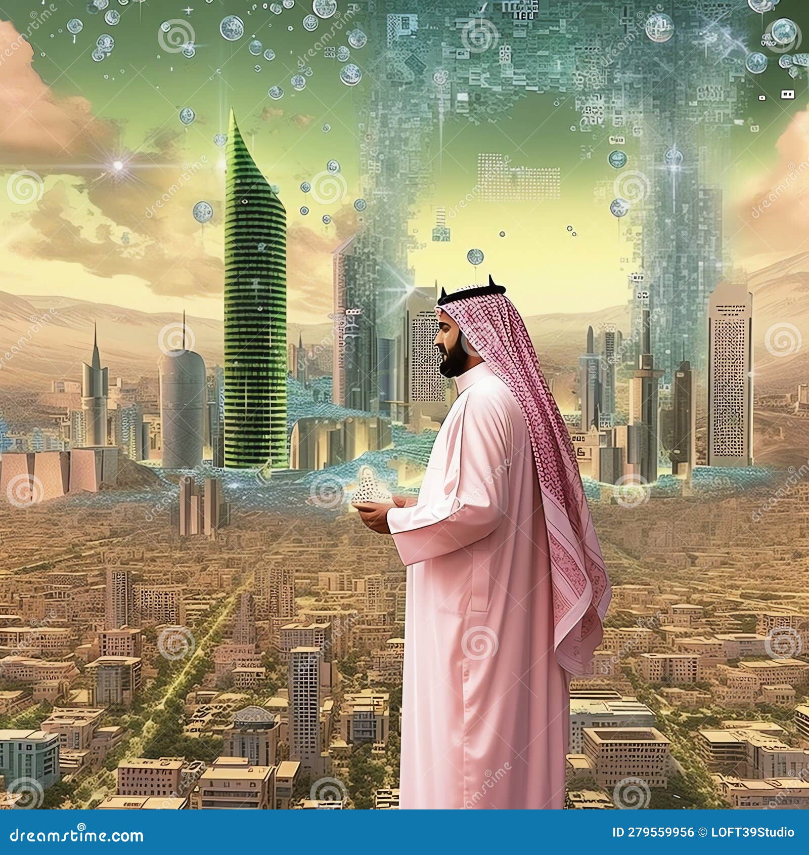 Generative AI Saudi Arabia - Vision 2030- Stock Illustration ...