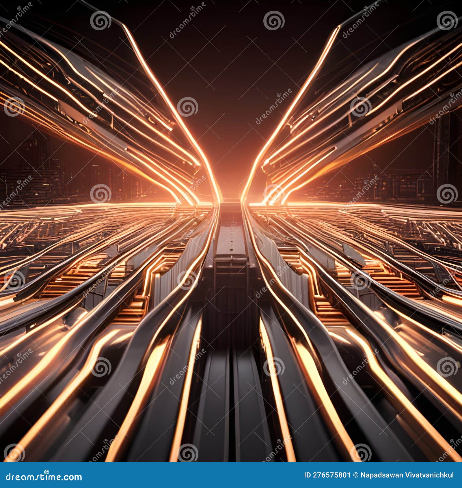 Sci-fi Technology City 3d. Generative AI. Stock Illustration ...