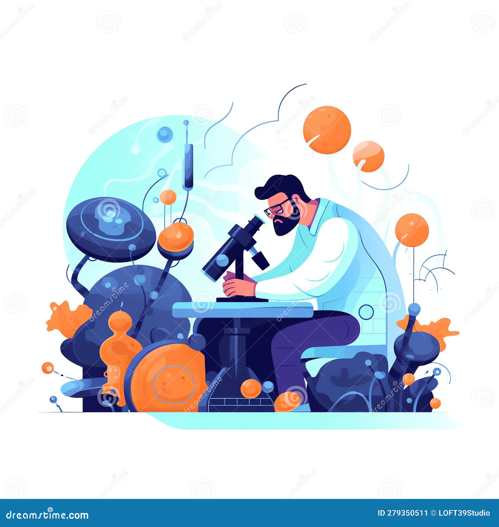 Generative AI Scientist at Work- Stock Illustration - Illustration of ...