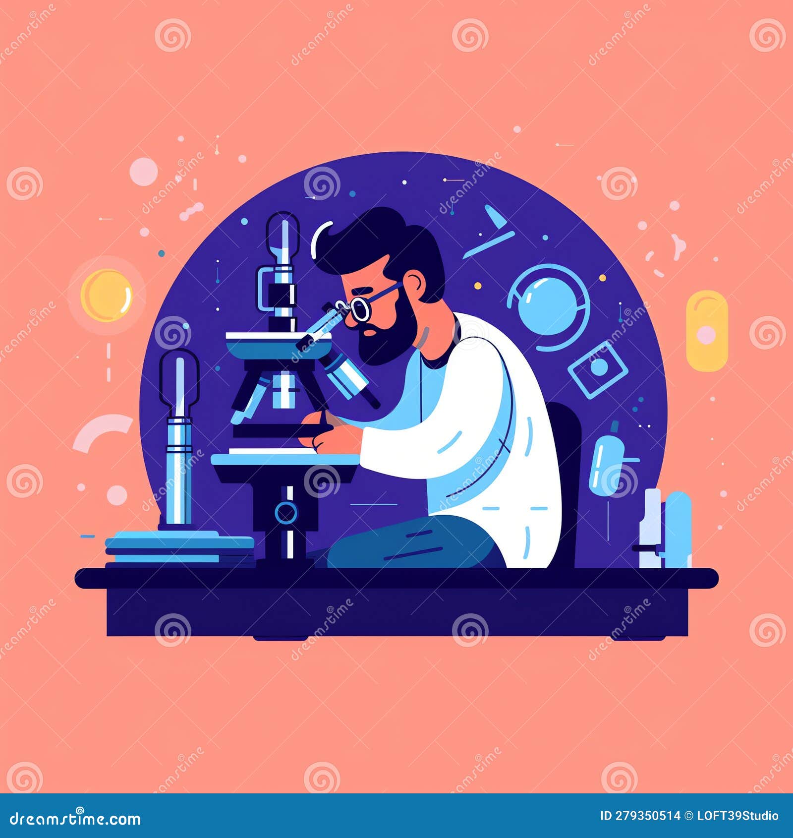 Generative AI Scientist at Work- Stock Illustration - Illustration of ...