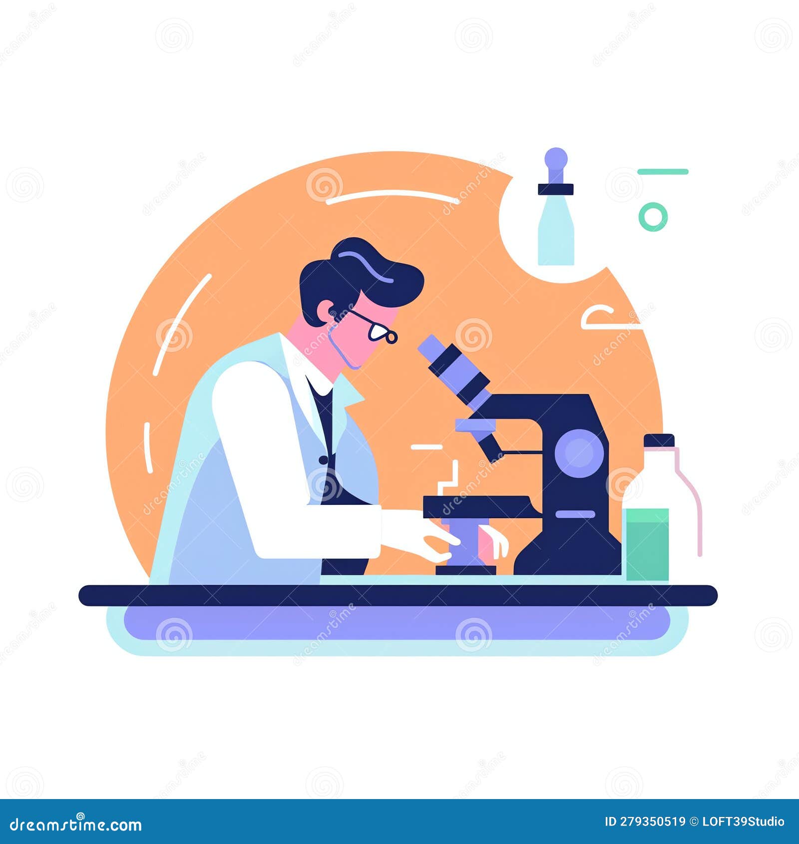 Generative AI Scientist at Work- Stock Illustration - Illustration of ...