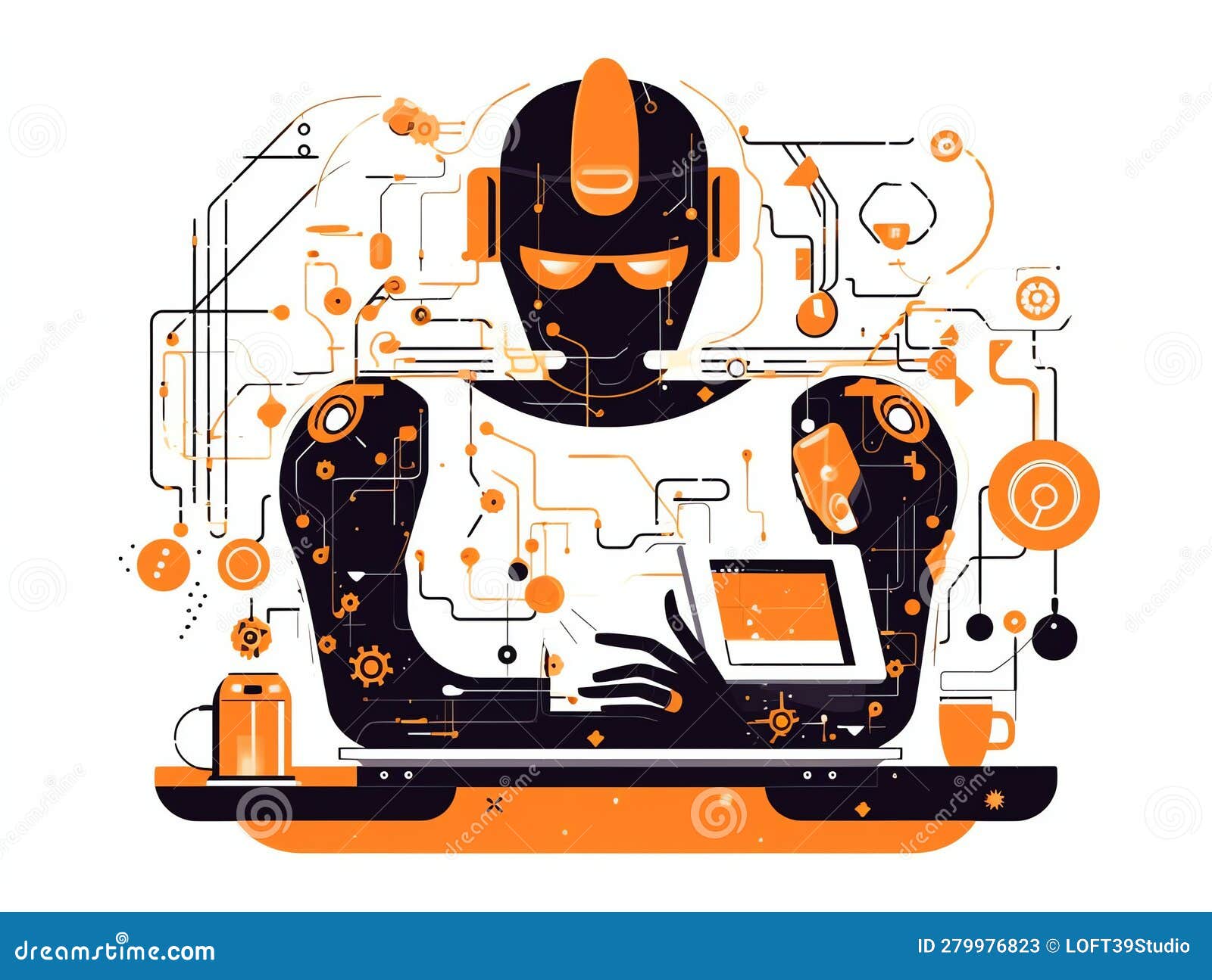 Generative AI Scientists Create Cyborgs in- Stock Illustration - Illustration of learning ...