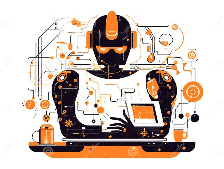 Generative AI Scientists Create Cyborgs in- Stock Illustration - Illustration of learning ...