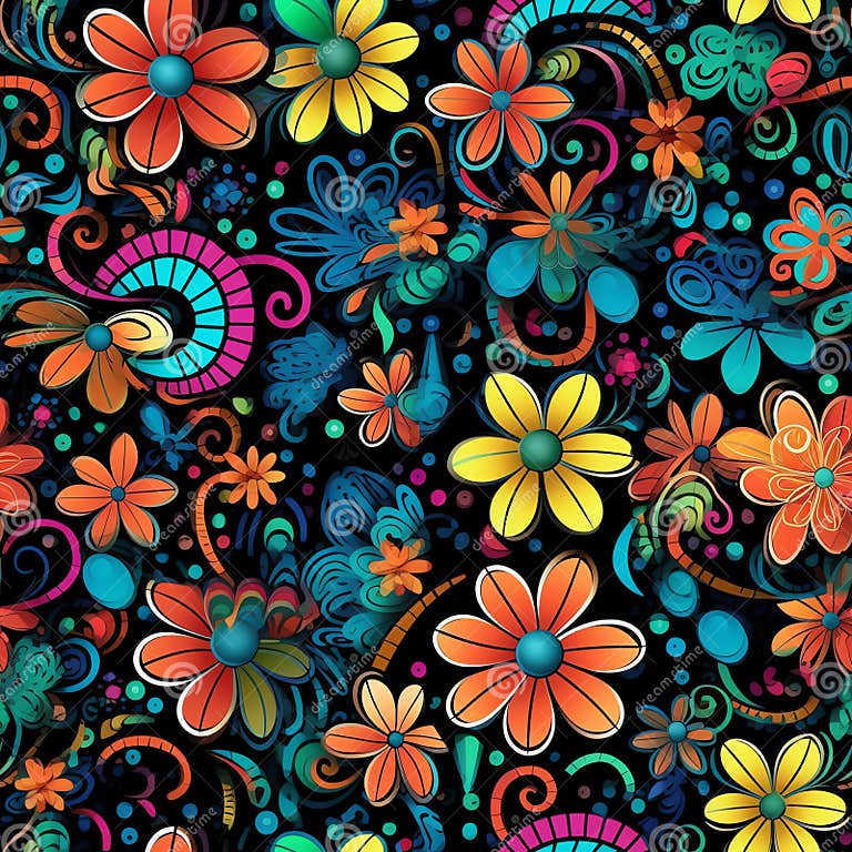 Generative AI Seamless Abstract Flower Seamless- Stock Illustration ...