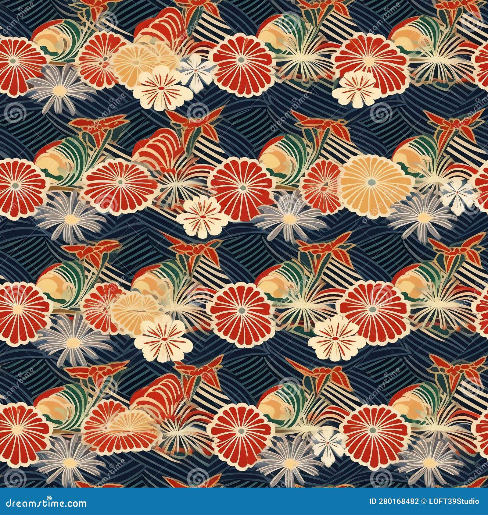 Generative AI 20 Seamless Japanese Pattern- Stock Illustration ...
