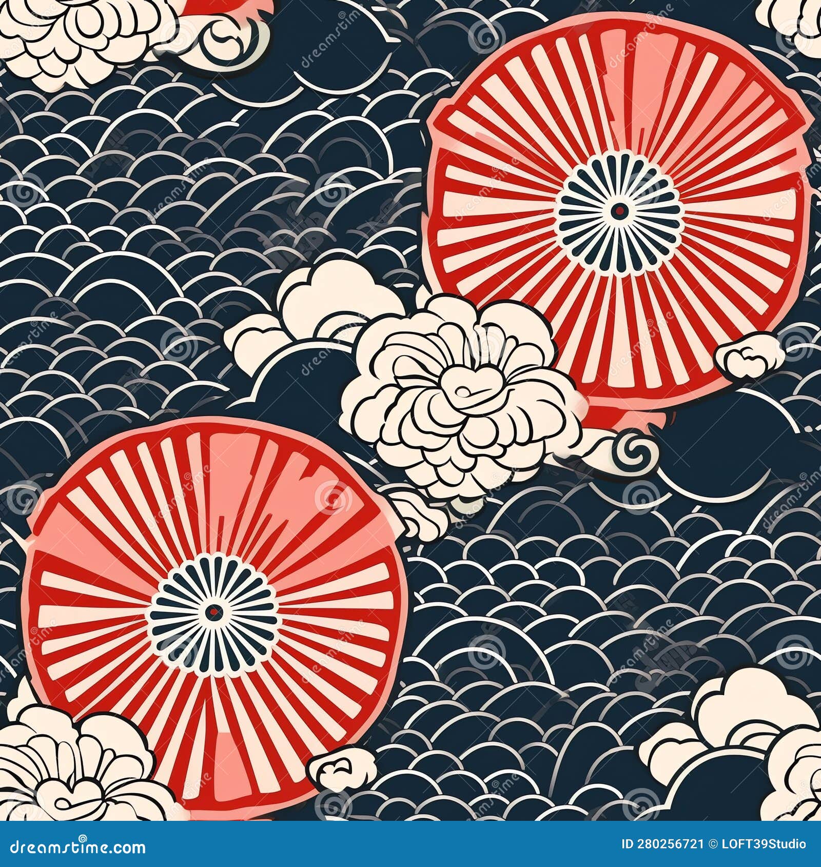Generative AI 20 Seamless Japanese Pattern- Stock Illustration ...