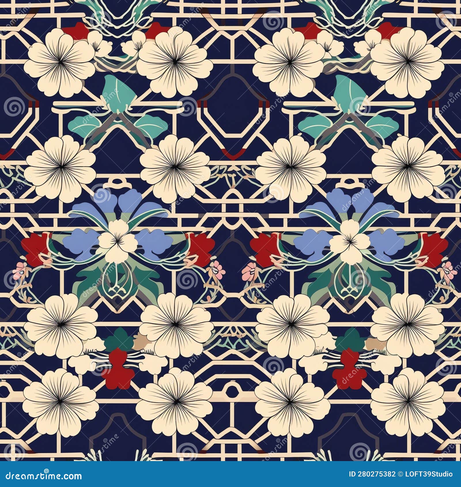 Generative AI 20 Seamless Japanese Pattern- Stock Illustration ...