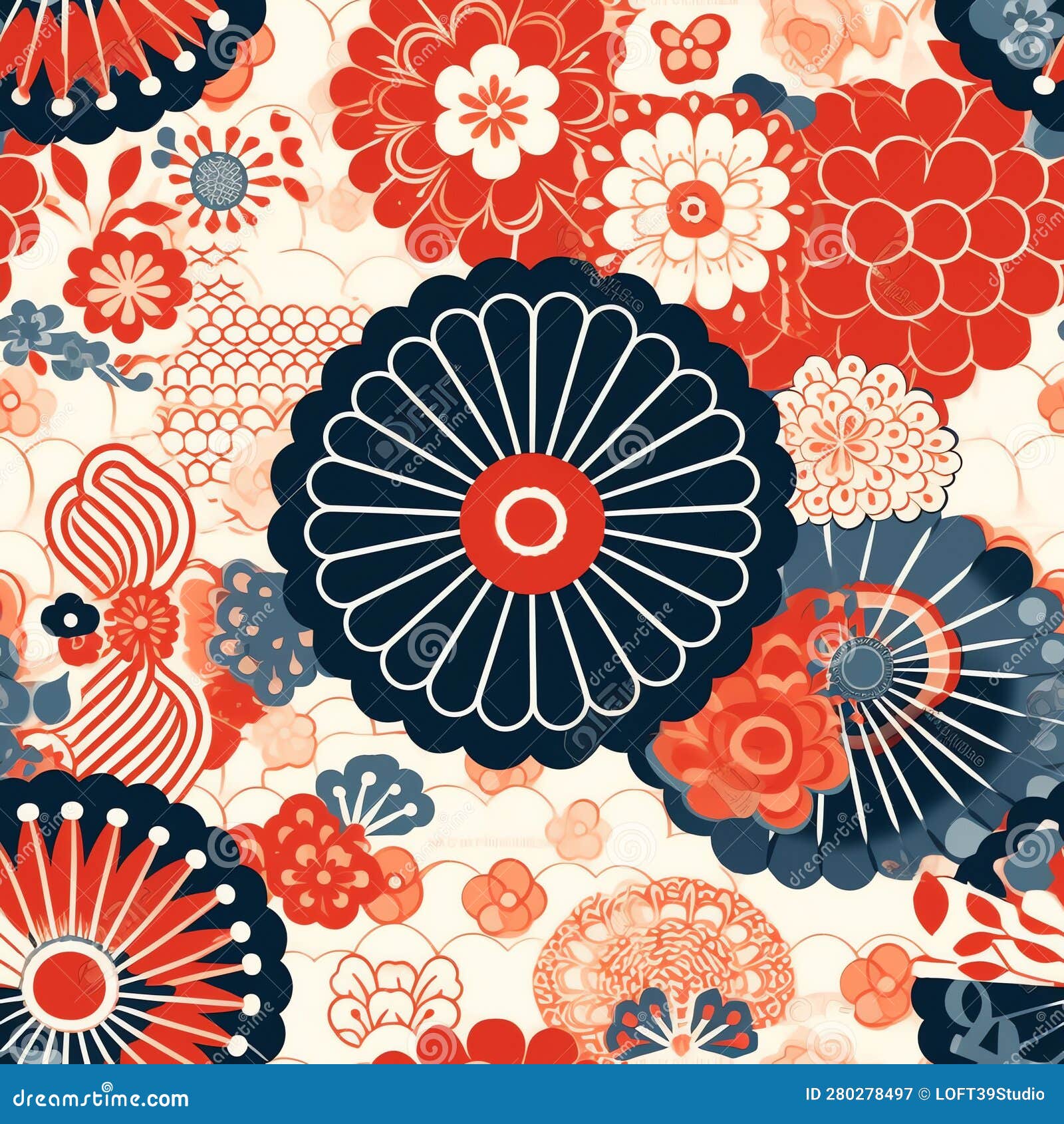 Generative AI 20 Seamless Japanese Pattern- Stock Illustration ...