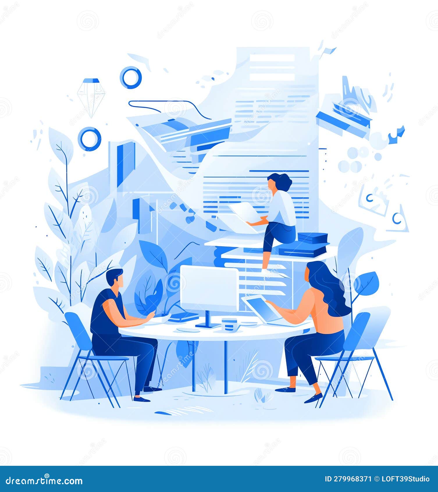 Businesspeople Operating PCs 6 Sets Cartoon Vector | CartoonDealer.com ...