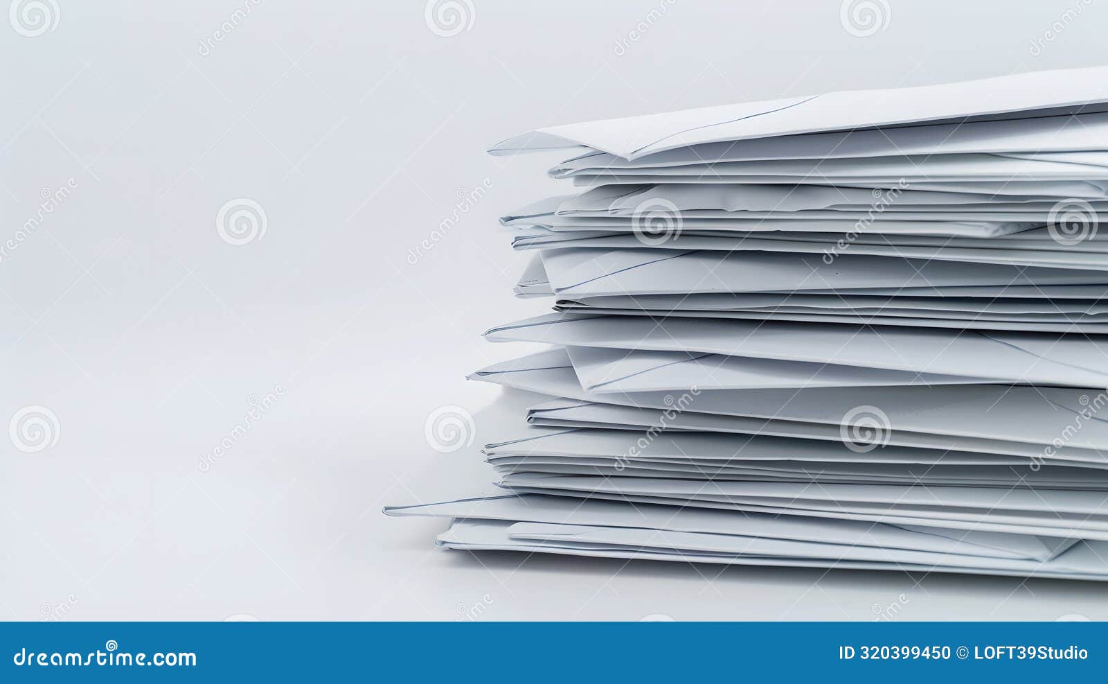 Generative AI Stack of Air Mail Envelopes on White Background Business ...