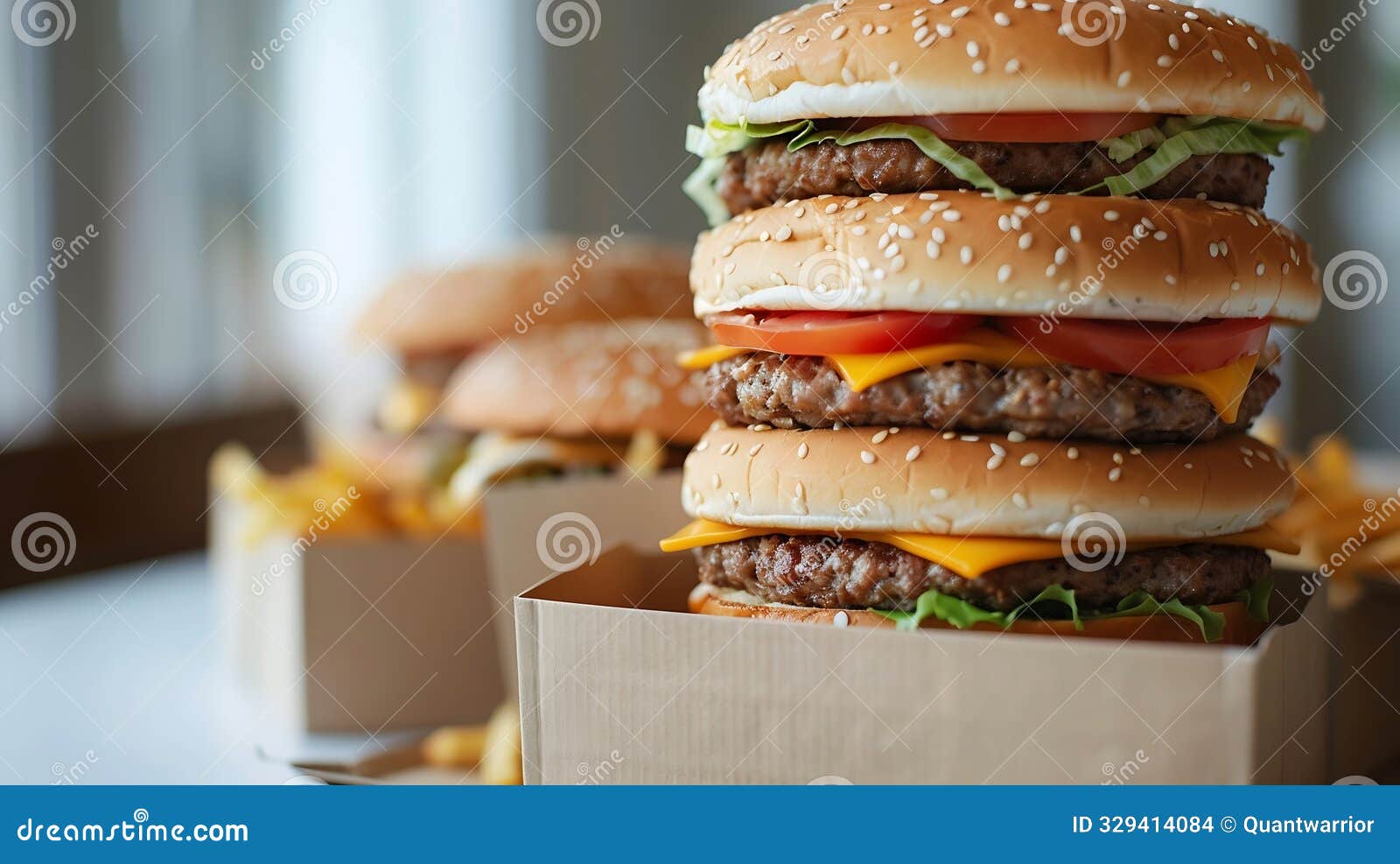 Generative AI Stack of Fast Food Boxes on White Background Business ...