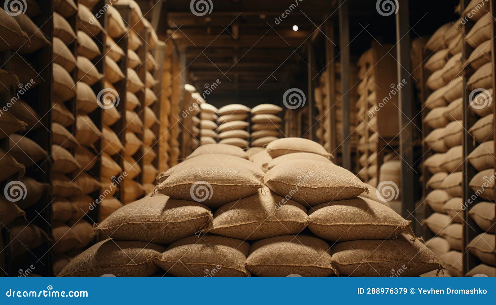 Generative AI, Stack Hemp Sacks of Rice or Coffee, Industrial Stock ...