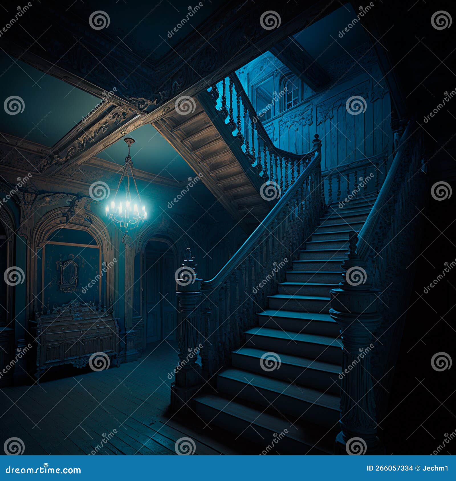 GENERATIVE AI, GENERATIVE, AI, Stairs in a Terrifying Abandoned Mansion ...